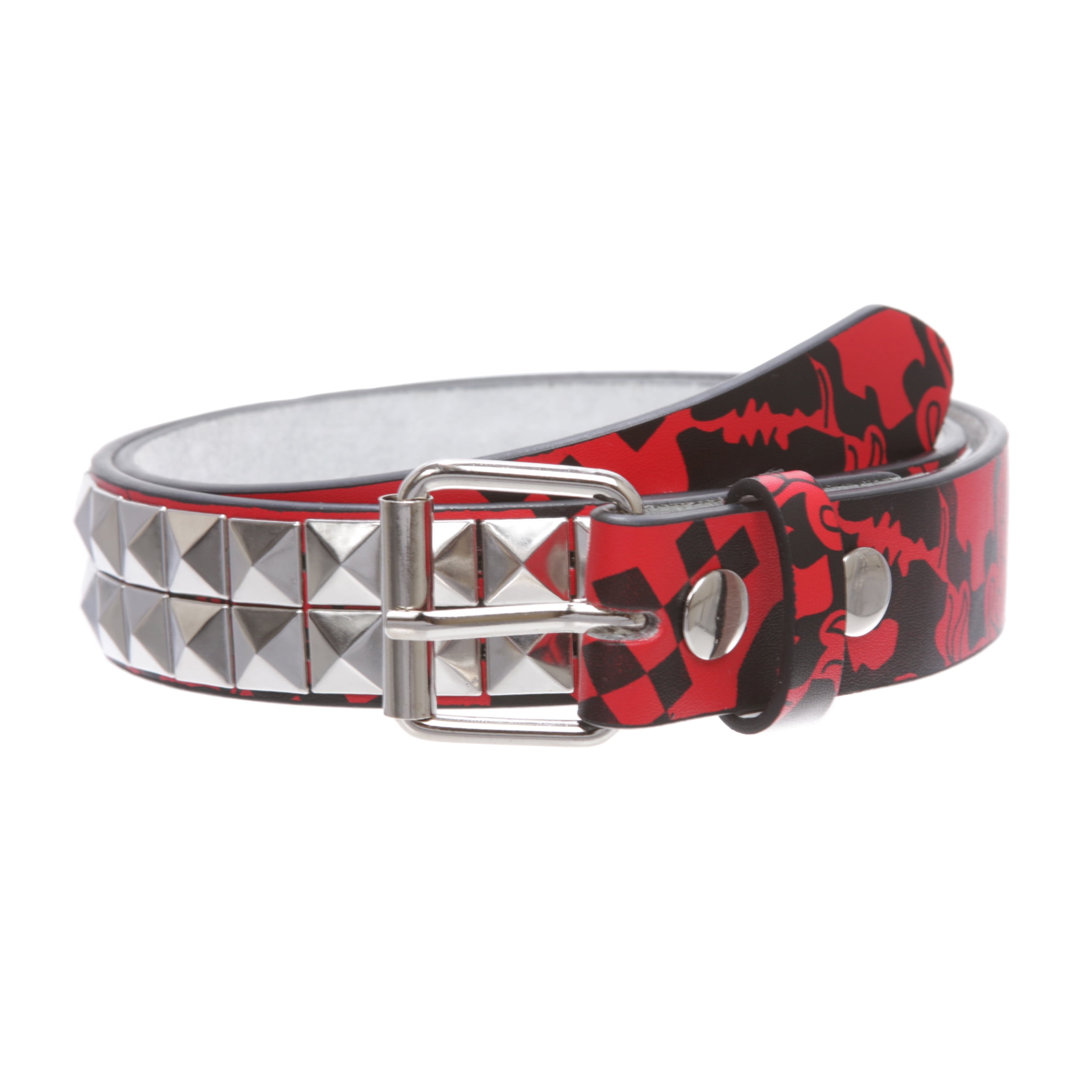 Kids Snap On Art work Skull Cross Bone Punk Rock Silver Studded Leather ...