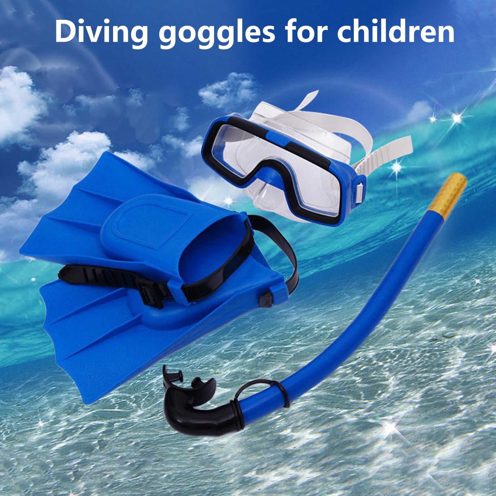 Kids Snorkeling Set with Wide Vision Goggles, Waterproof Swim Fins, and ...