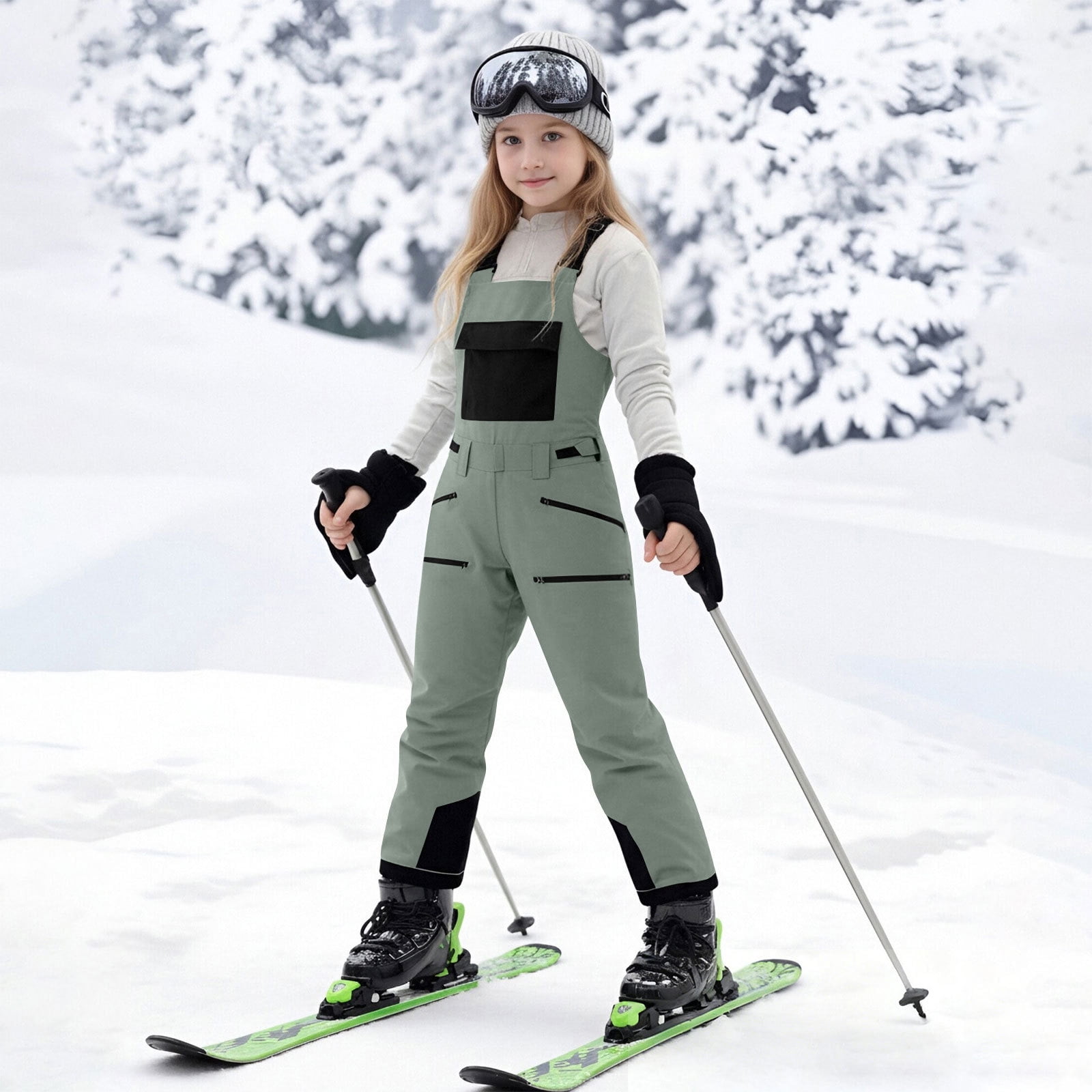 Kids Snow Pants Girls Boys Snow Bibs Waterproof Insulated Overalls ...