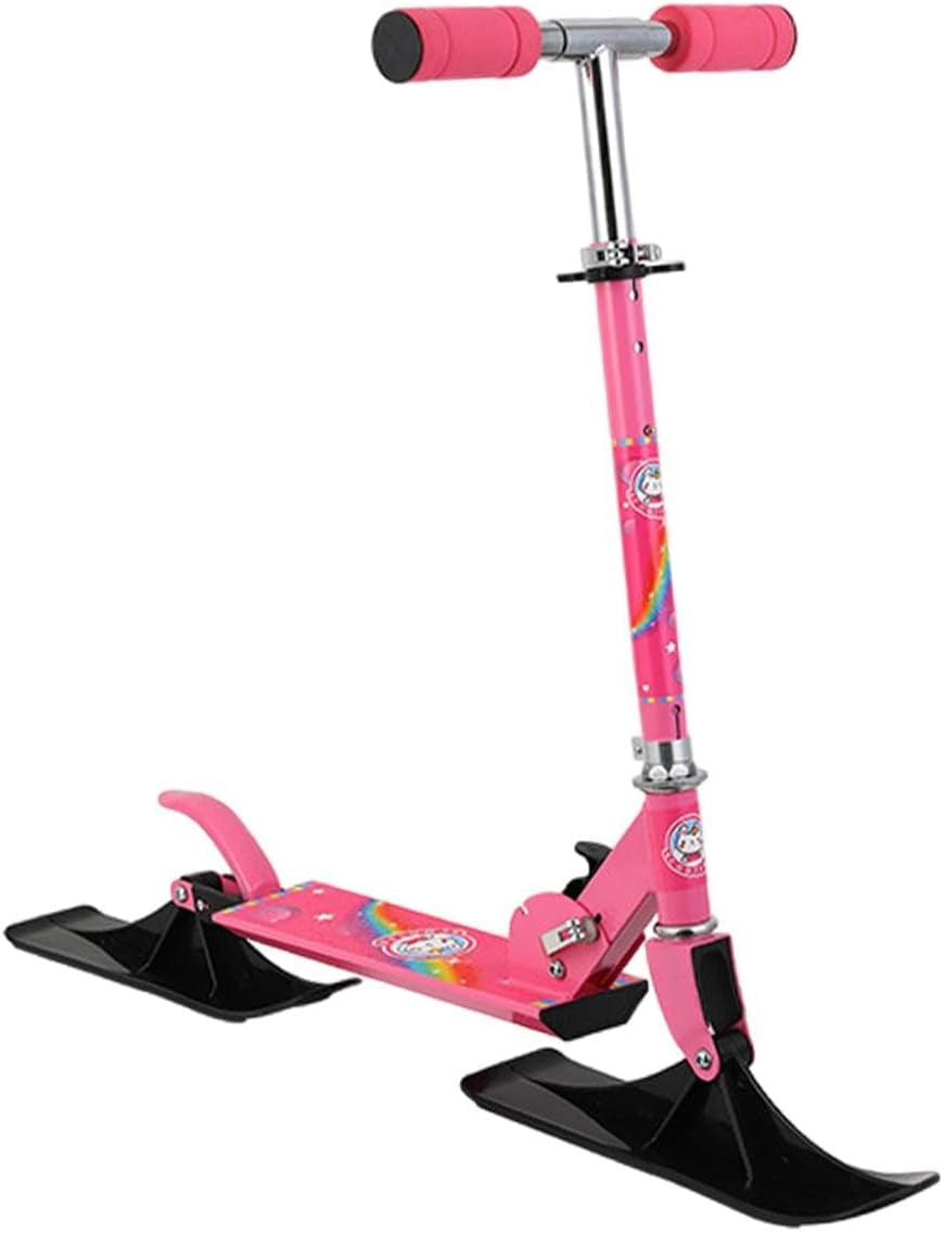 Kids Snow Scooter Two Wheel Sled Metal Frame Adjustable Height Stand ...