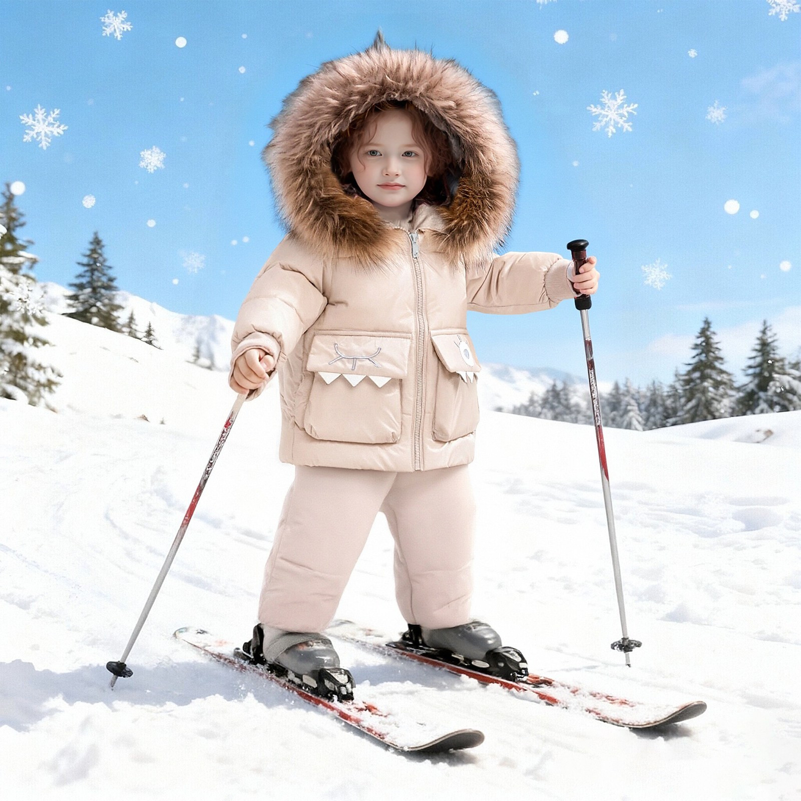 Kids Snow Suit Boys Girls Snow Suits Two-piece set Warm Coveralls ...
