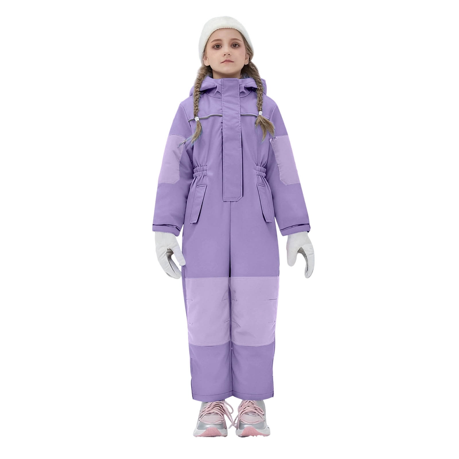 Kids Snow Suit Girls Boys Hooded Waterproof Insulated One Piece Ski ...