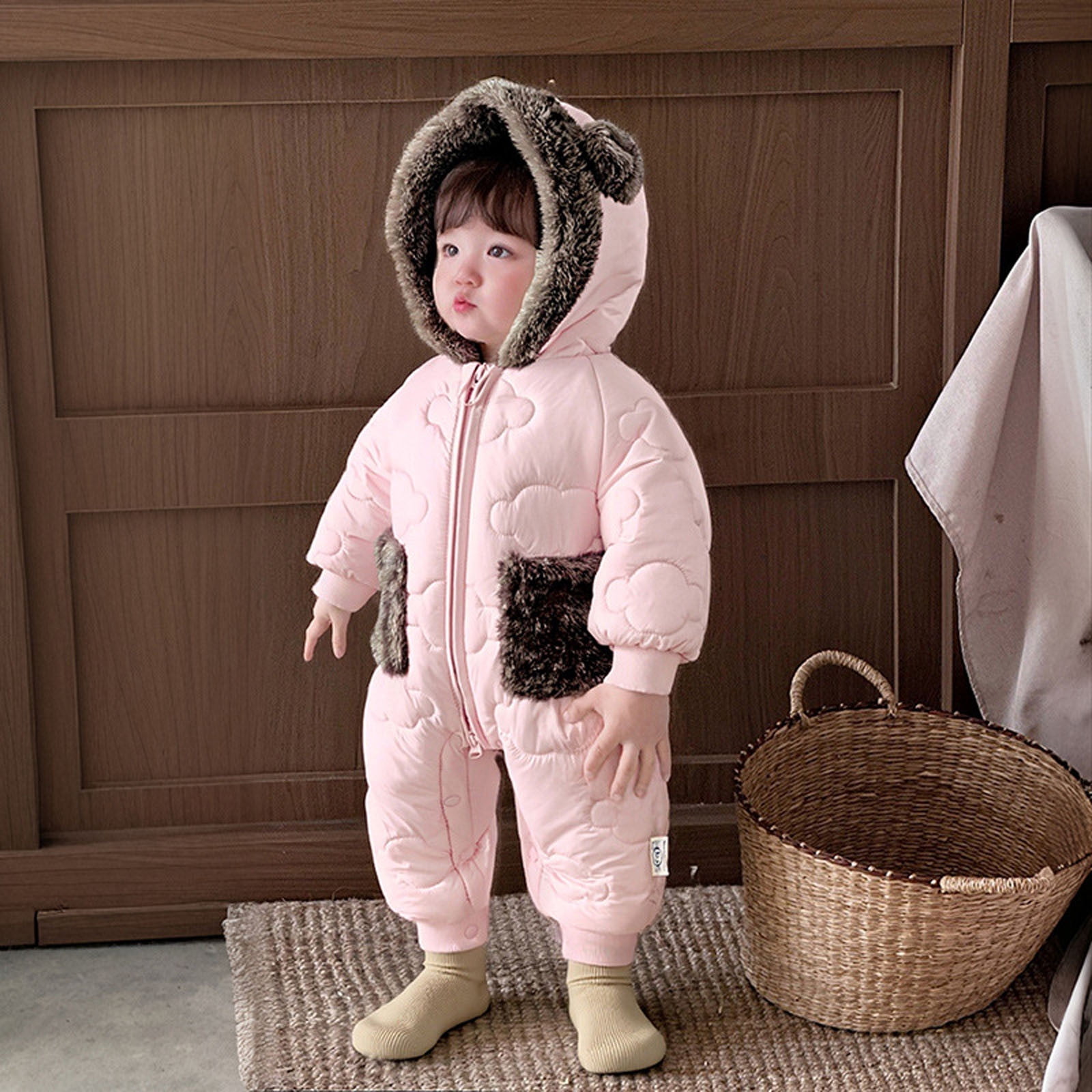Kids Snow Suit Jumpsuit Bera Ear Baby Romper Baby Warm Outfits Girl ...
