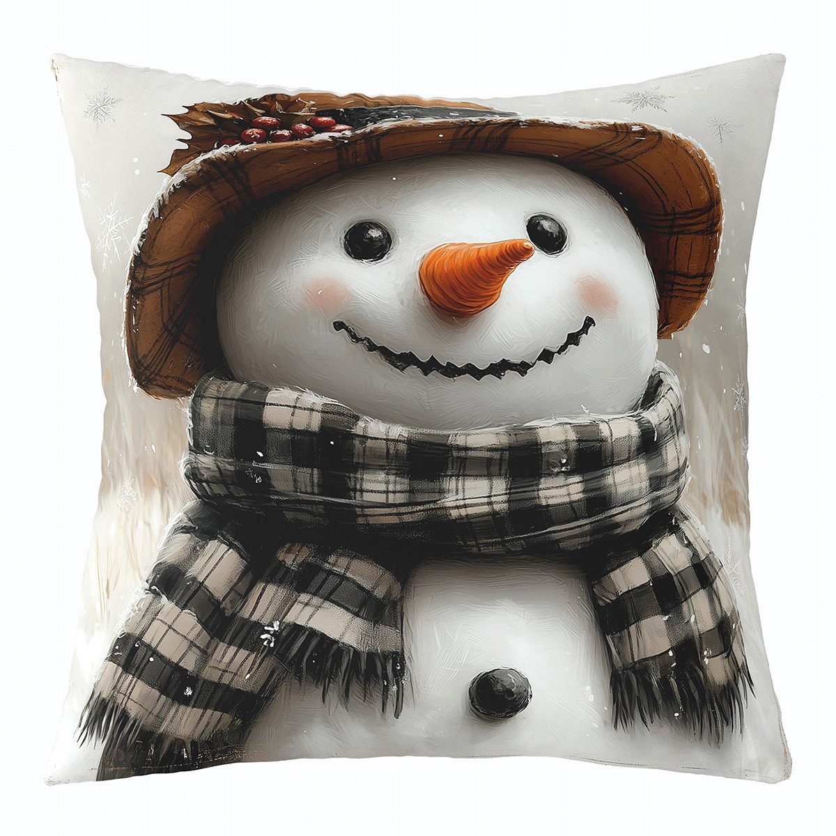 Kids Snowman Throw Pillow Cover for Bedroom,Snowman with Christmas Hat ...
