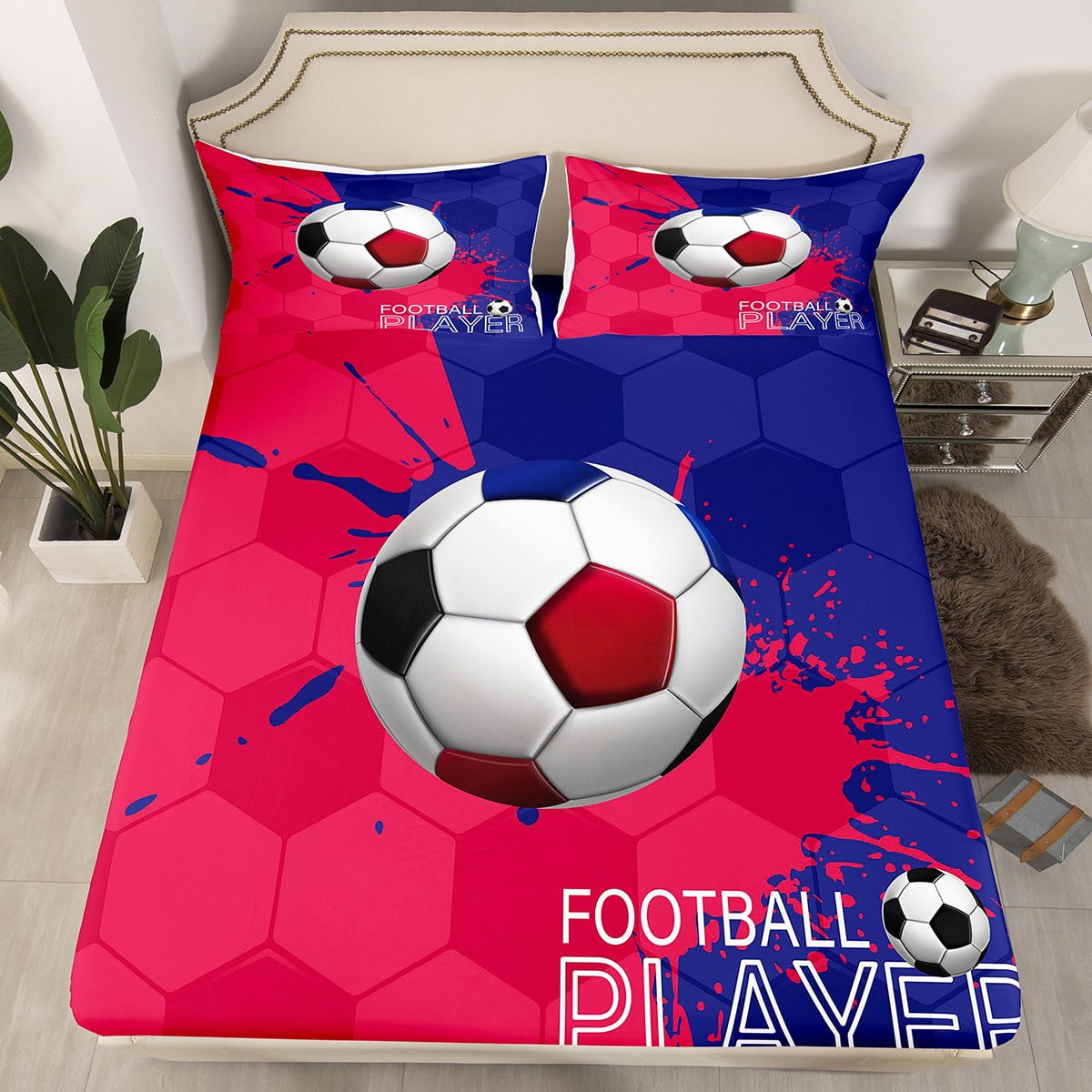 Soccer Bed Sheets Twin Size Ball Games Bedding Set Teens Adults,Cartoon ...