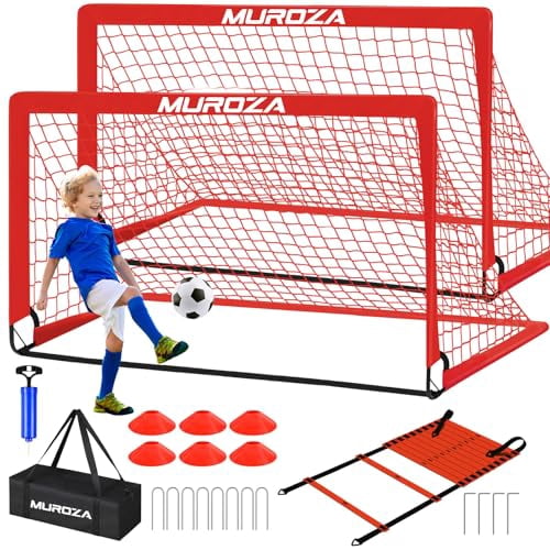 Kids Soccer Goals for Backyard Set, 2 Pack of Portable Pop Up Soccer ...