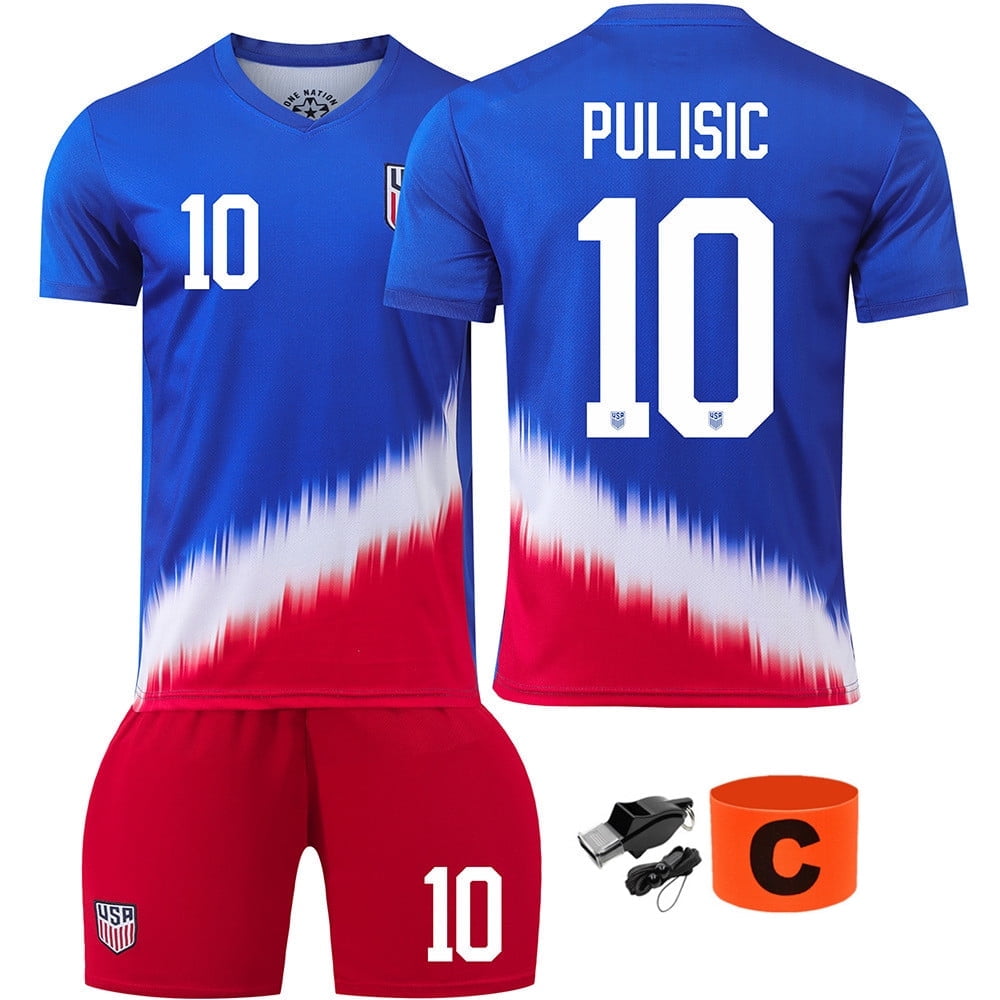 Kids Soccer Jersey 2024-25 Boys Football Uniforms For PULISIC Fan Shirt ...