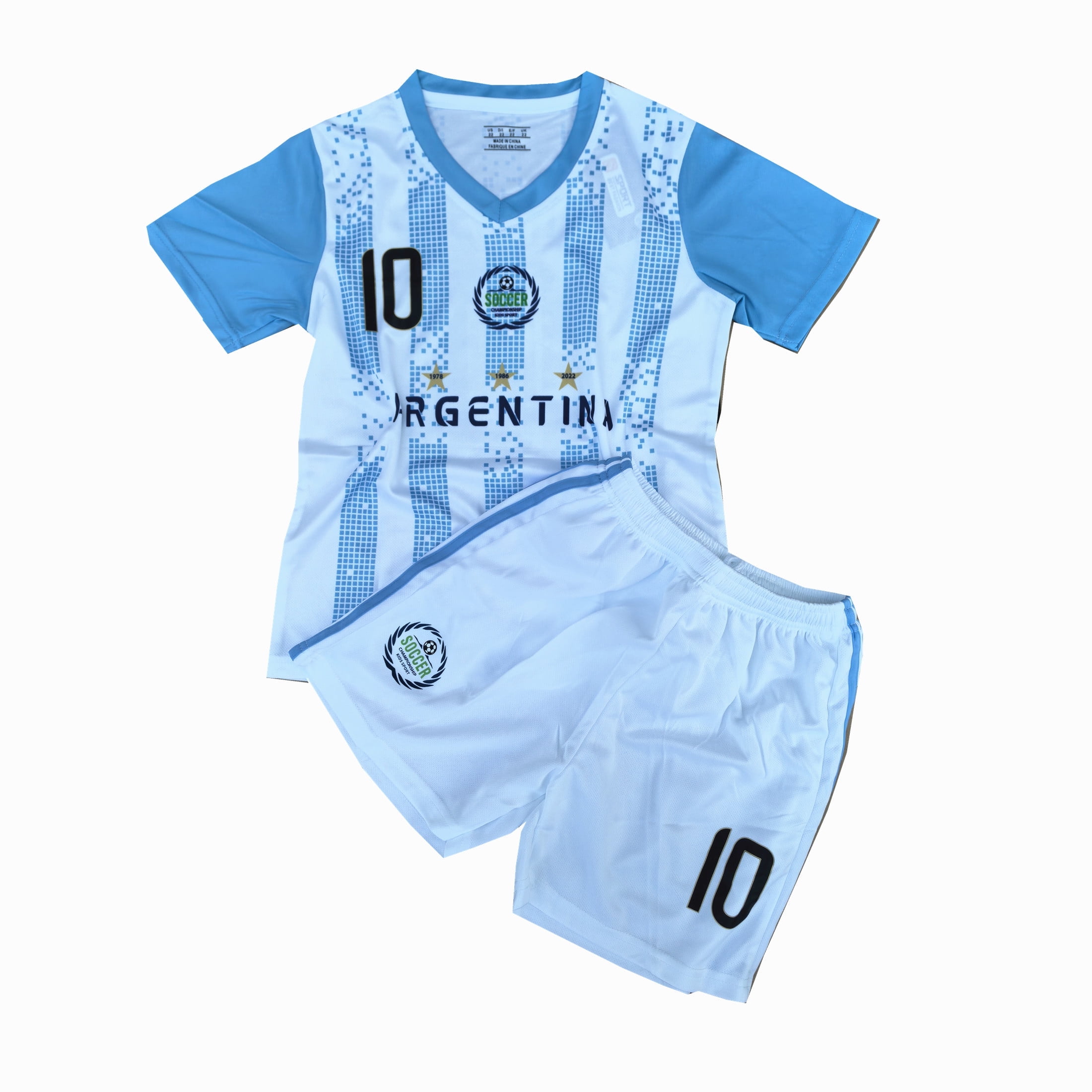 Kids Soccer Jersey Boys Football Uniforms For Argentina Fan Child Shirt ...