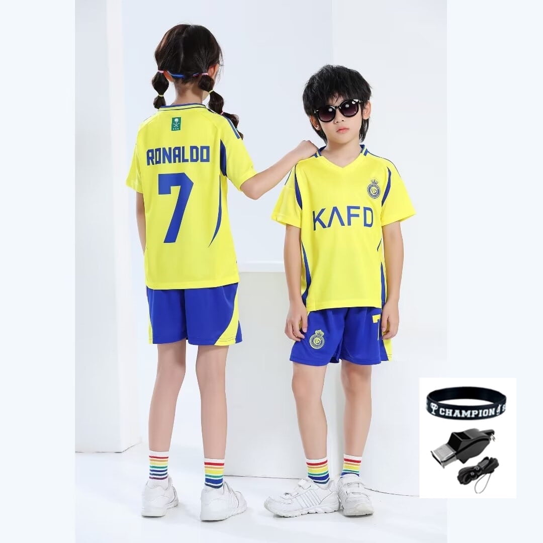 Kids Soccer Jersey Boys Football Uniforms For Ronaldo Fan Shirt Short ...