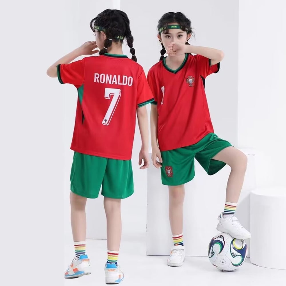 Kids Soccer Jersey Boys Football Uniforms For Ronaldo Fan Shirt Short ...