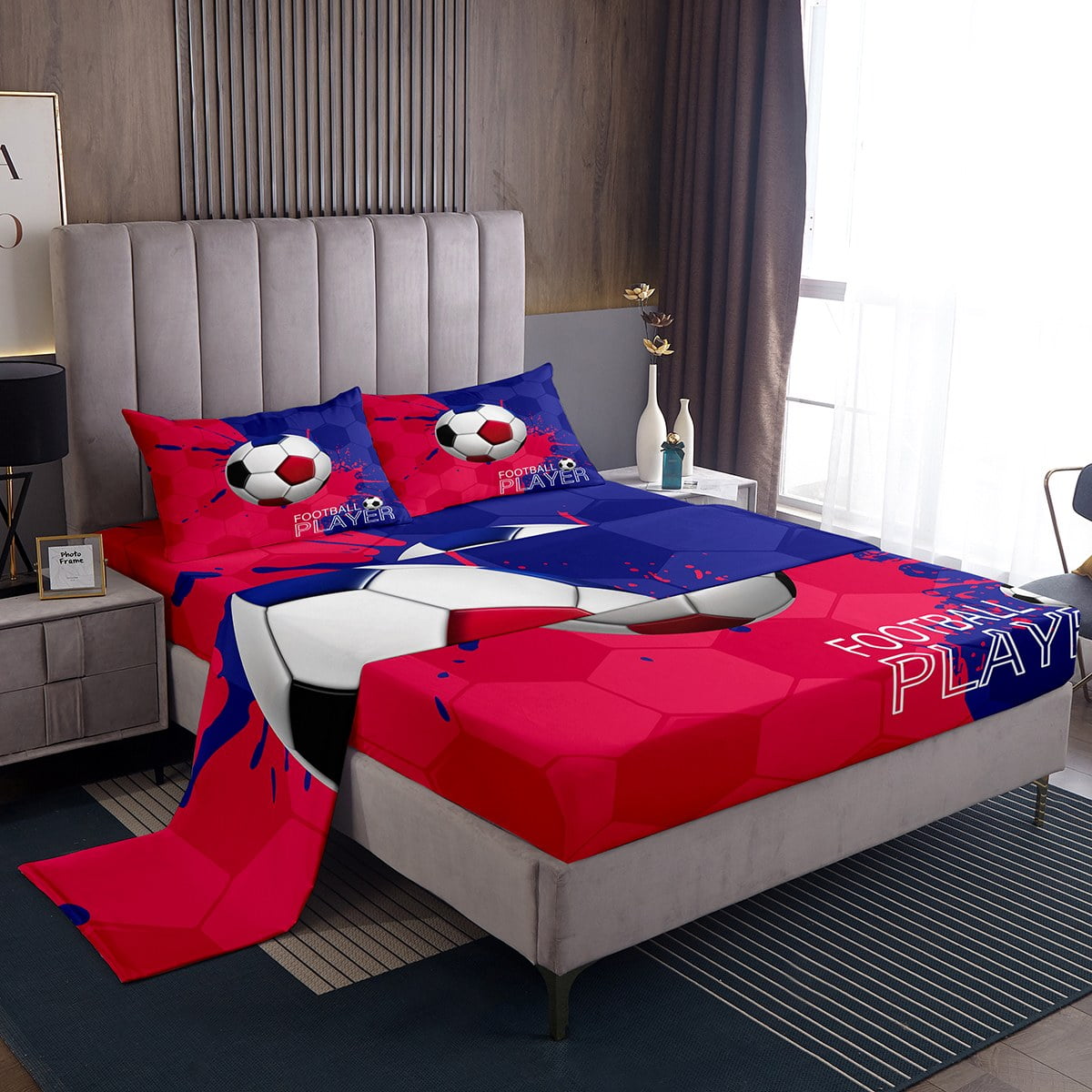 Kids Soccer Sheet Set King Size Ball Games Sheets for Boys Teens Adults ...