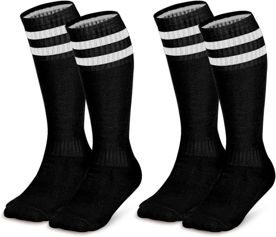 Kids Soccer Socks, 2 Pairs Long Football Socks Knee High Athletic Socks ...