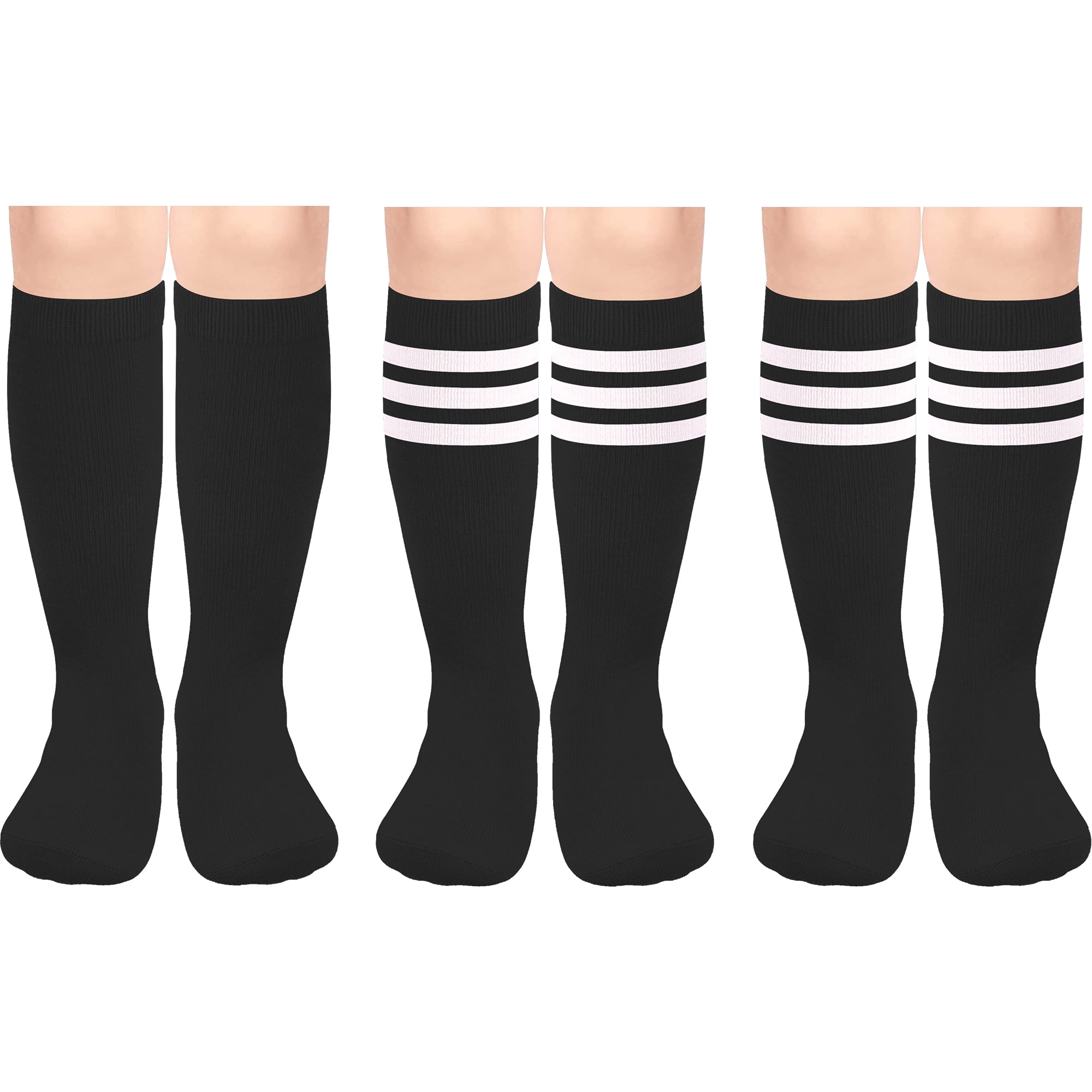 Doovid Kids Soccer Socks for Boys and Girls, 3 Pairs of Striped Knee ...