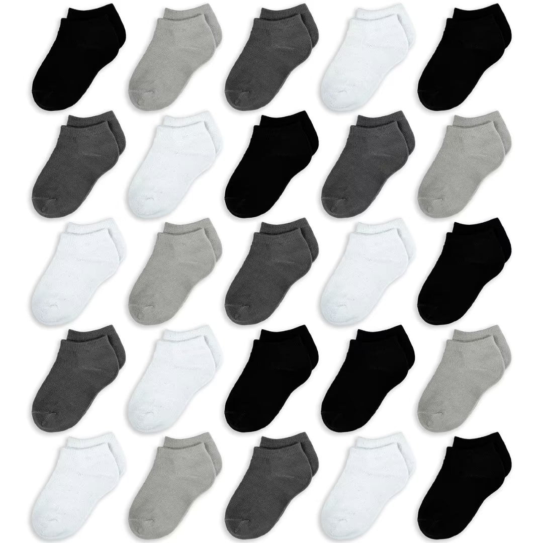 25-Pair Pack Kids Ankle Socks, Soft & Breathable Low Cut Socks for Boys ...