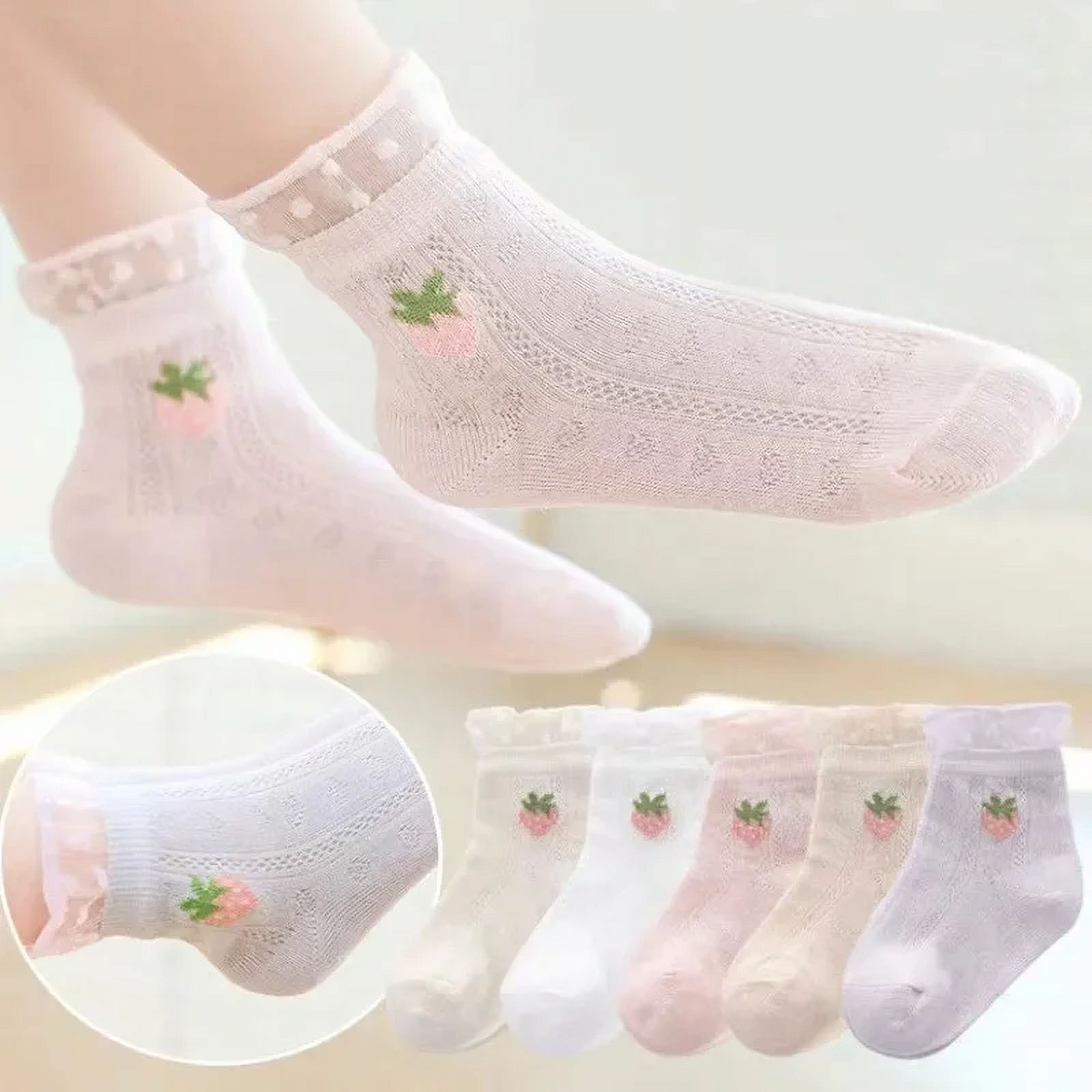 Kids Socks 5 Pairs/Lot Spring Summer Cotton Girls Socks Cute Flowers ...