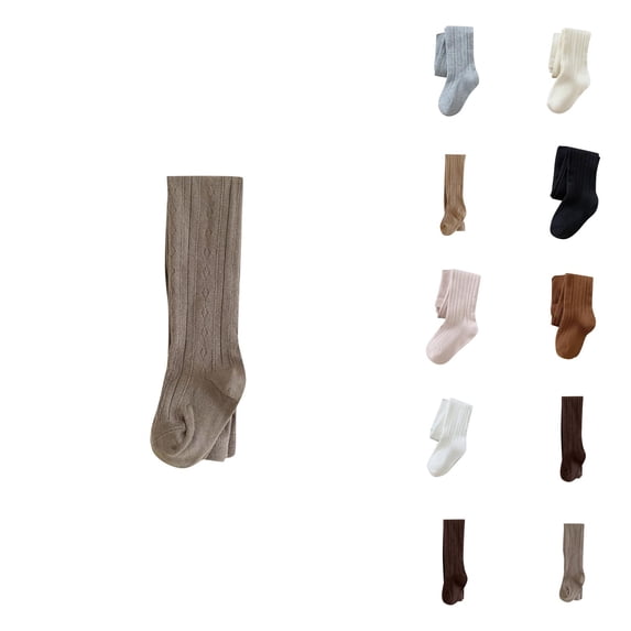 Kids Socks Baby Girls Tights Cotton Cable Knit Footed Pantyhose Elastic ...