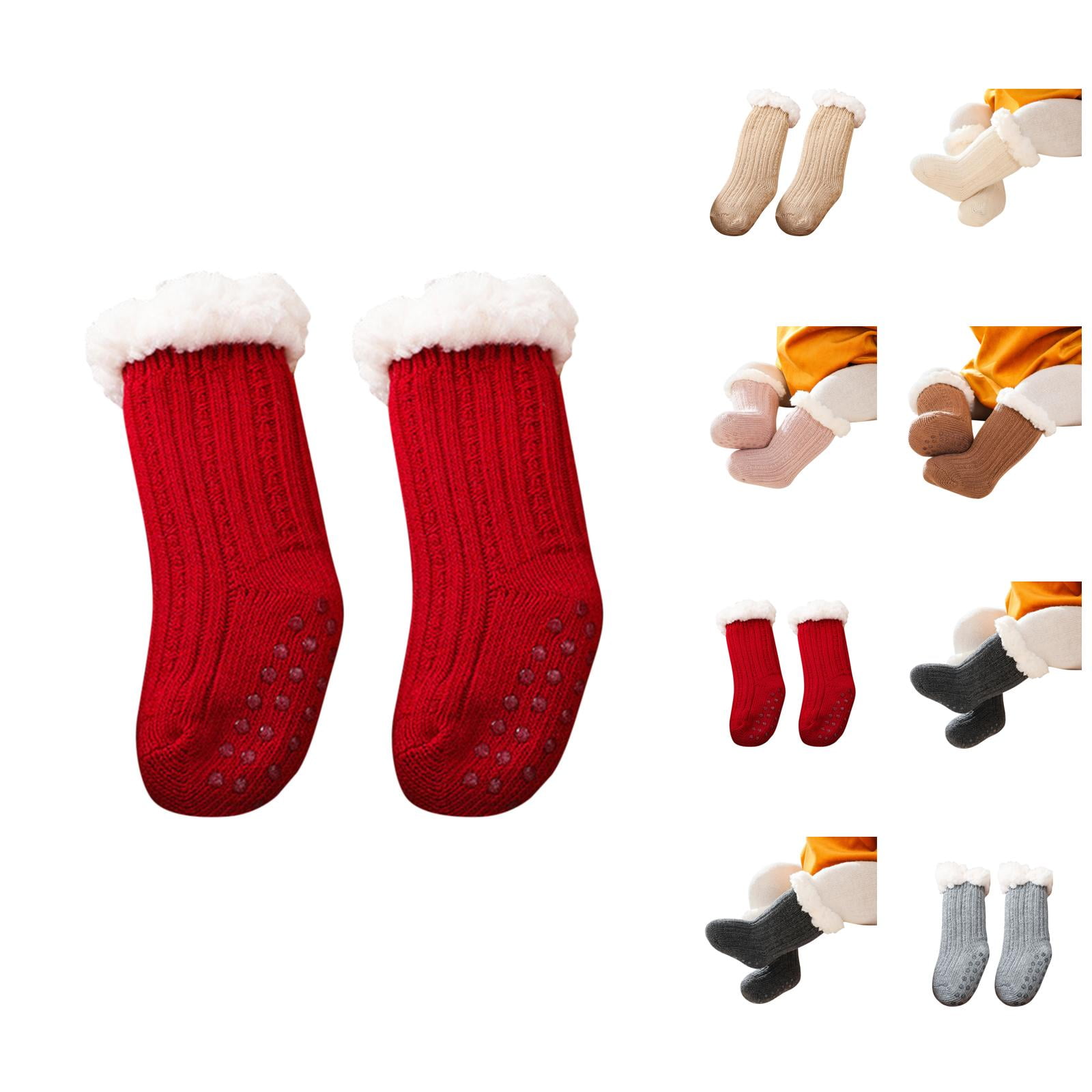 Kids Socks Kids Ankle Crew Socks Unisex Solid Cotton Hosiery with Grips ...