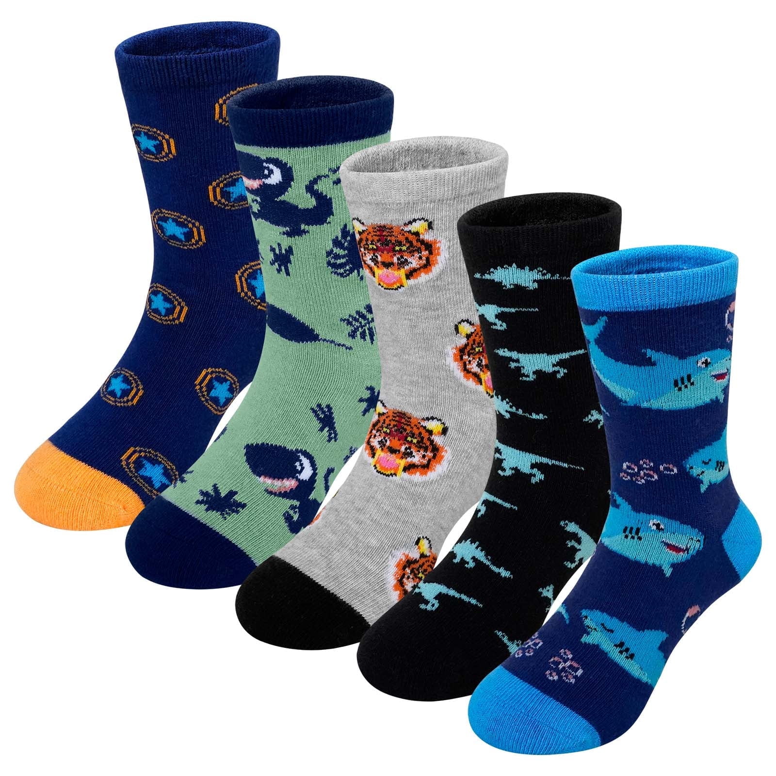 Kids Socks, PUTUO Boys Socks, Soft Cotton Novelty Socks Bright Colorful ...