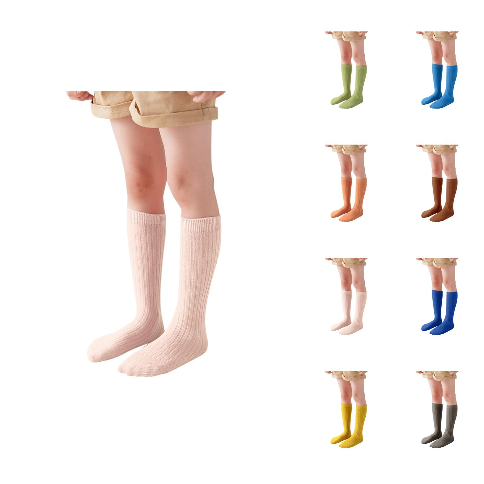 Kids Socks Toddler Dress Socks Unisex Solid Color Cotton Crew Hosiery ...