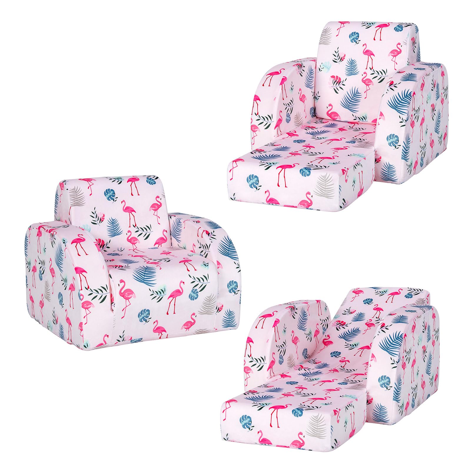 Kids Sofa, 3-in-1 Convertible Children Folding Sofa & Comfy Flip Open ...