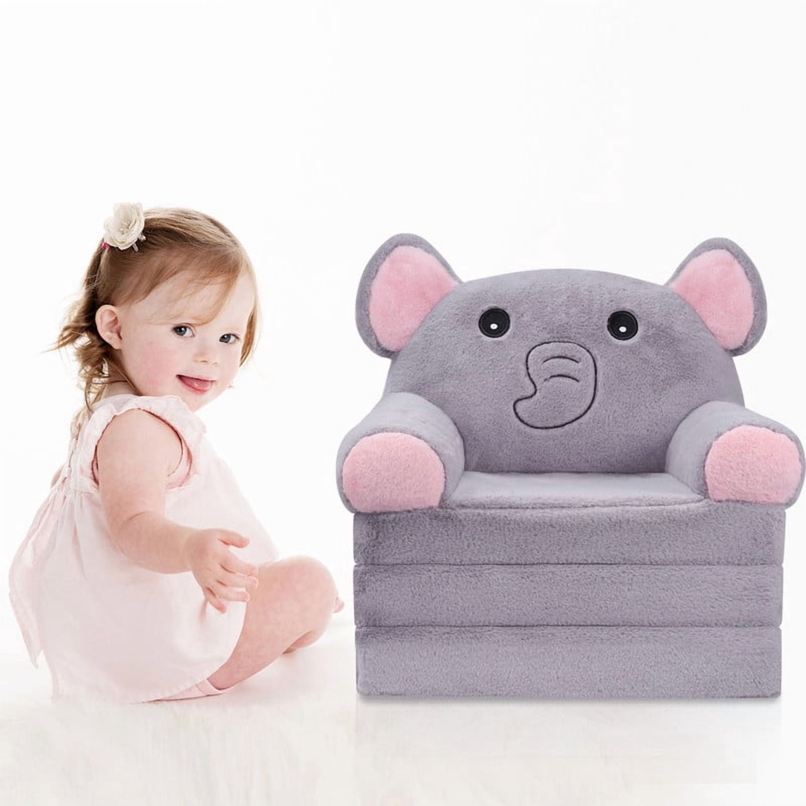 Kids Sofa Chair for Toddler, 2-in-1 Folding Soft Baby Couch with ...