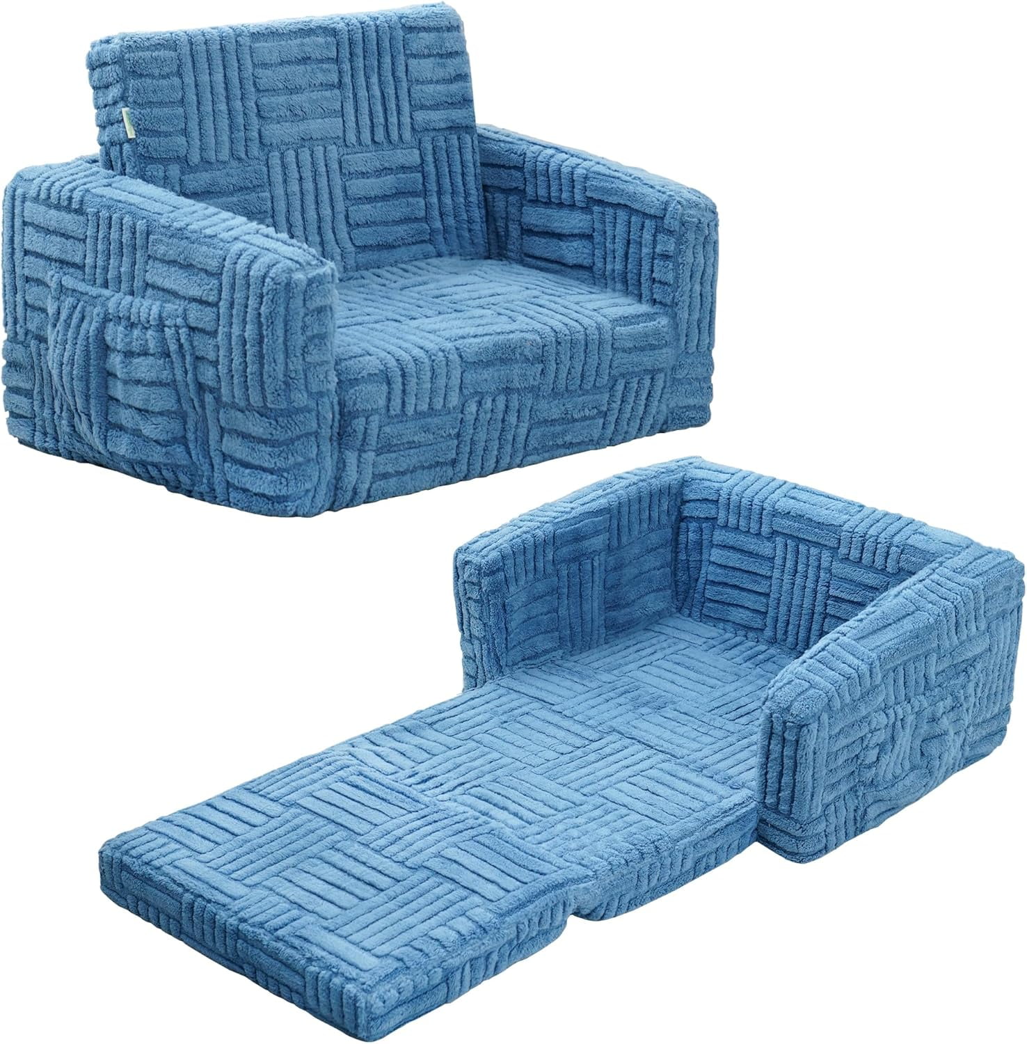 Kids Sofa Chair for Toddler,2-in-1 Flannel Kids Couch Fold Out ...