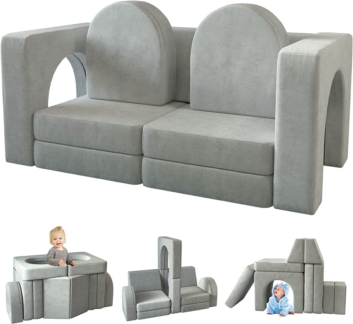 Linor 10PCS Kids Sofa Couch, Modular Toddler Couch for Small Children's ...