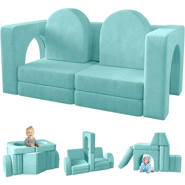 Linor 10PCS Kids Sofa Couch, Dutch Velvet Multifunctional Toddler Play ...