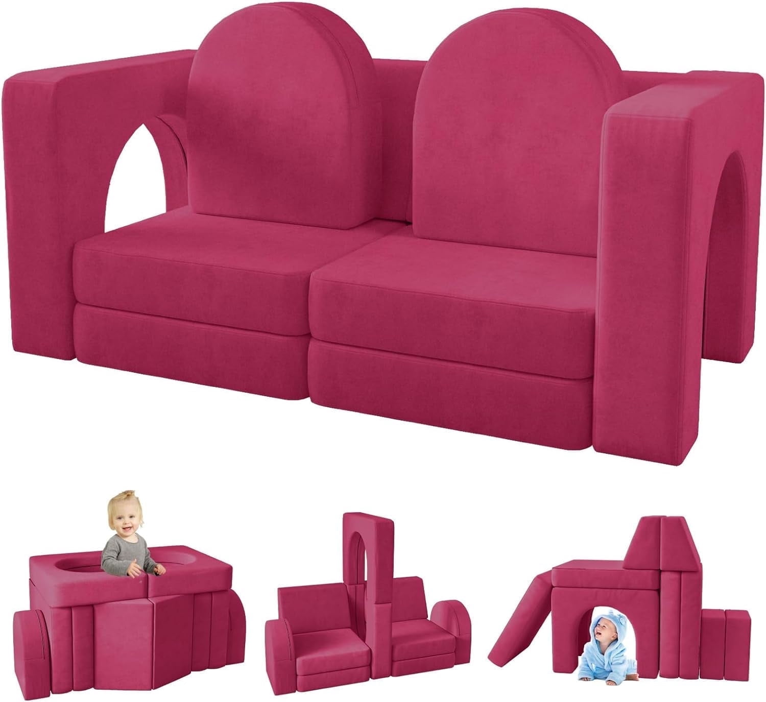 Linor 10PCS Youth First Kids Couch, Small Dutch Velvet Playroom Sofa ...