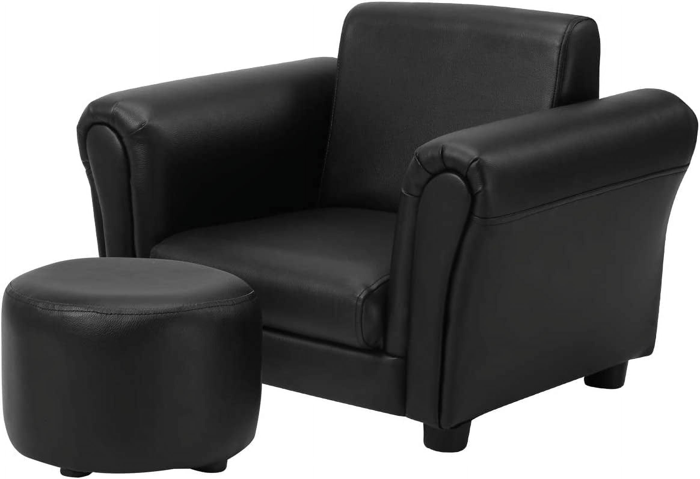 Kids Sofa w/Footstool, Toddler Mini Couch w/PVC Leather, Ergonomic ...