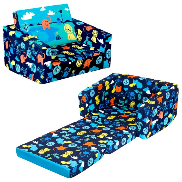 2-in-1 Flip Open Kids Sofa, Reclinable Toddlers Bed, Baby Furniture ...
