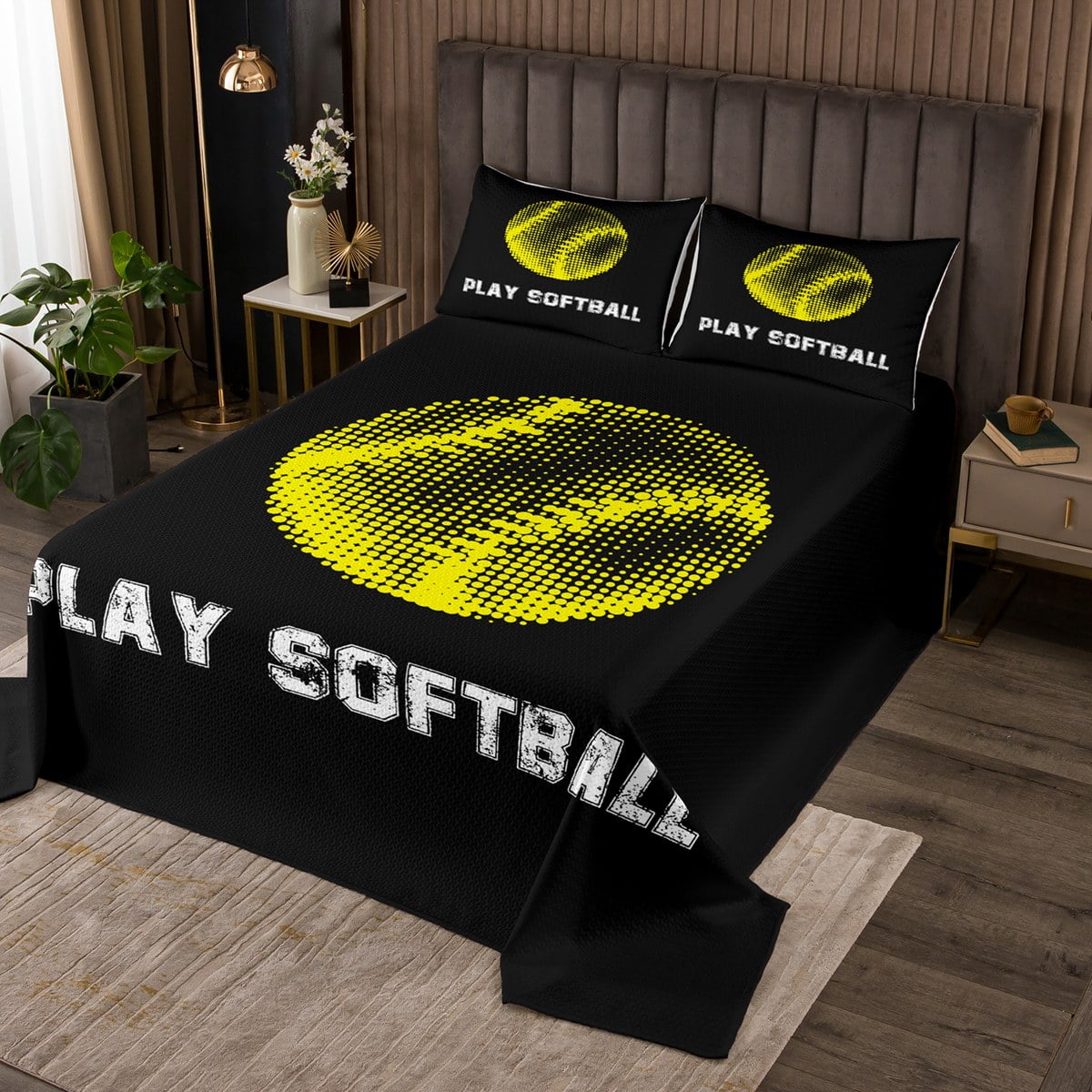 Kids Softball Quilt Set Sports Theme Coverlet Set, King Size Baseball ...
