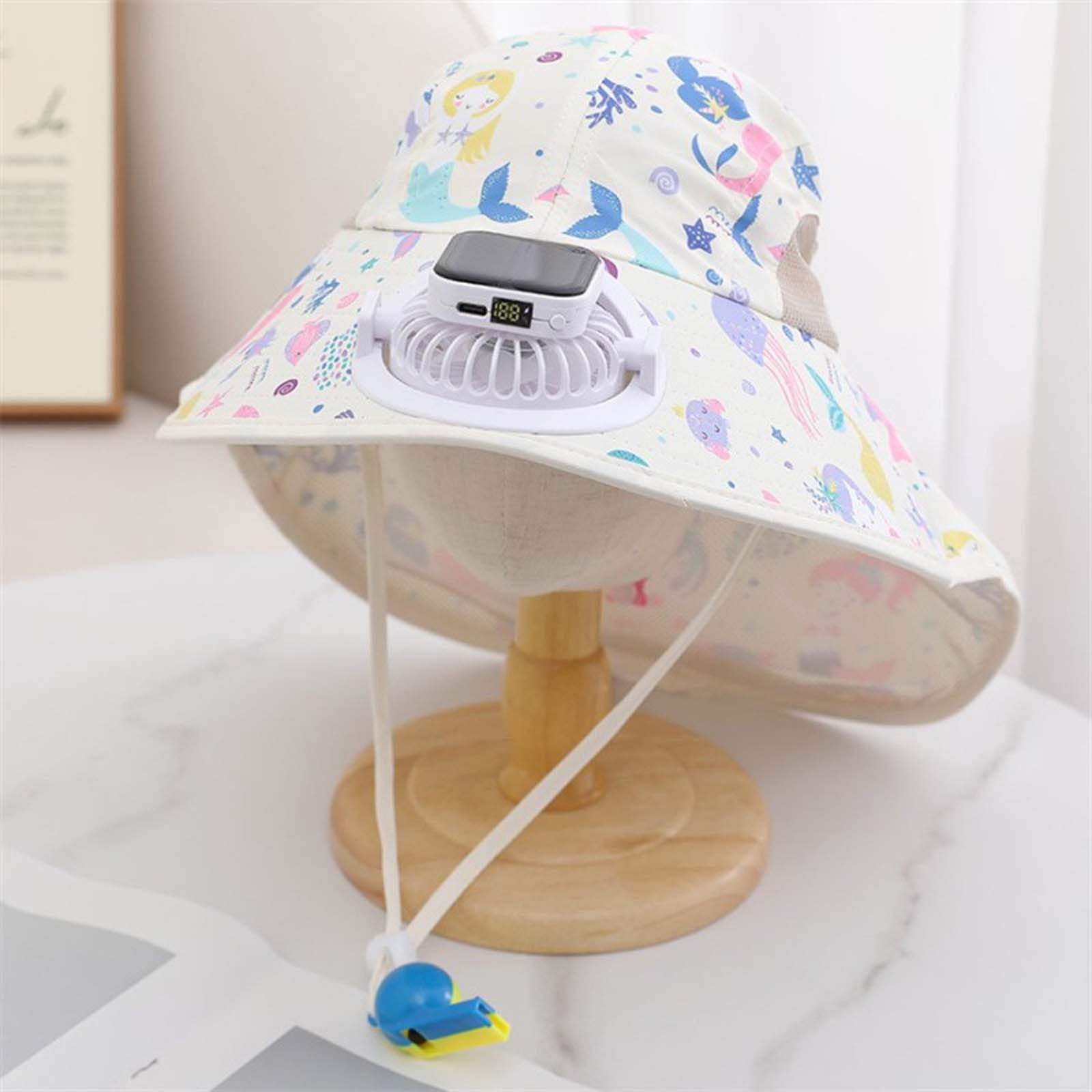 Kids Solar Fan Hat Summer Beach Trips Cap With Built In USB Charging ...