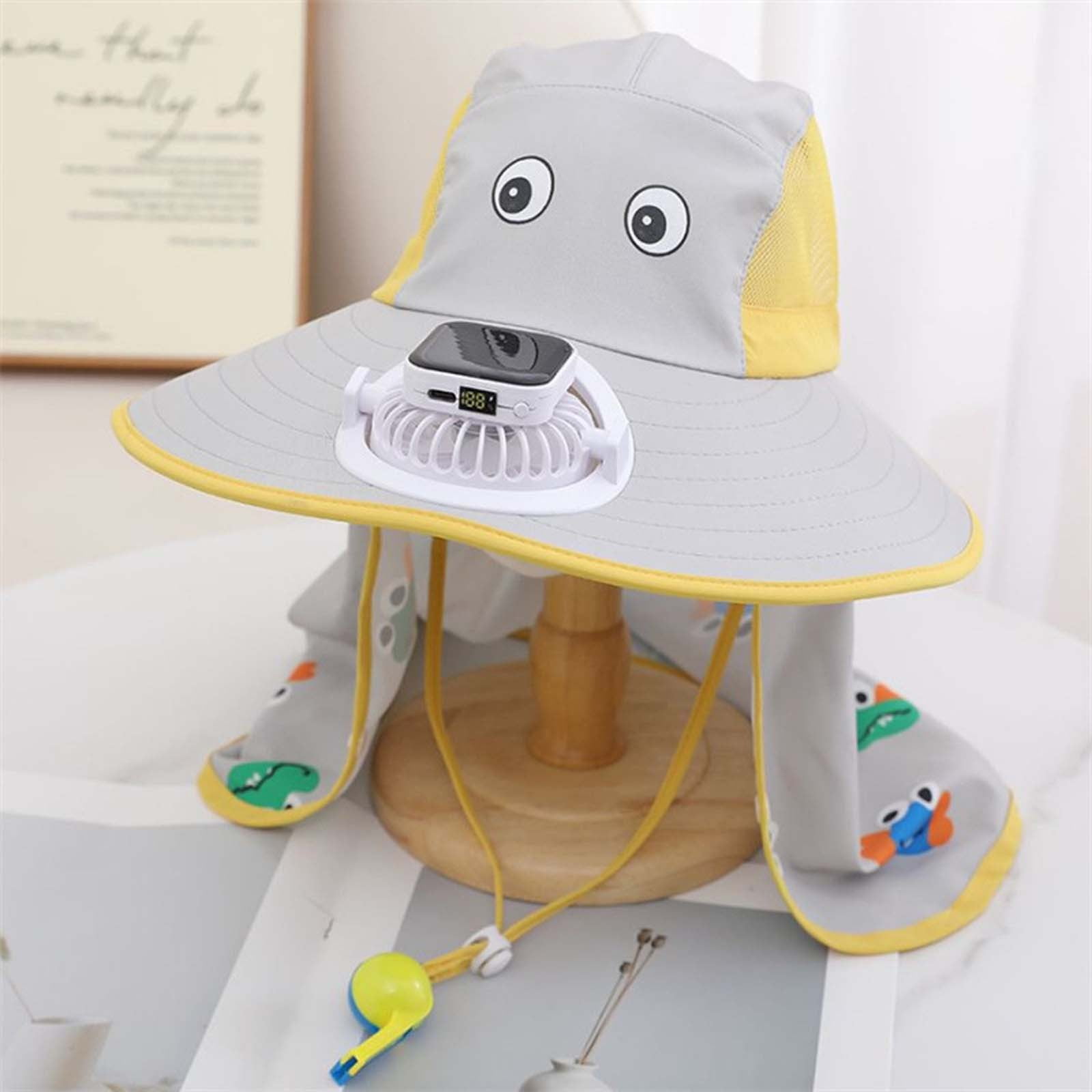Kids Solar Fan Hat Summer Beach Trips Cap With Built In USB Charging ...