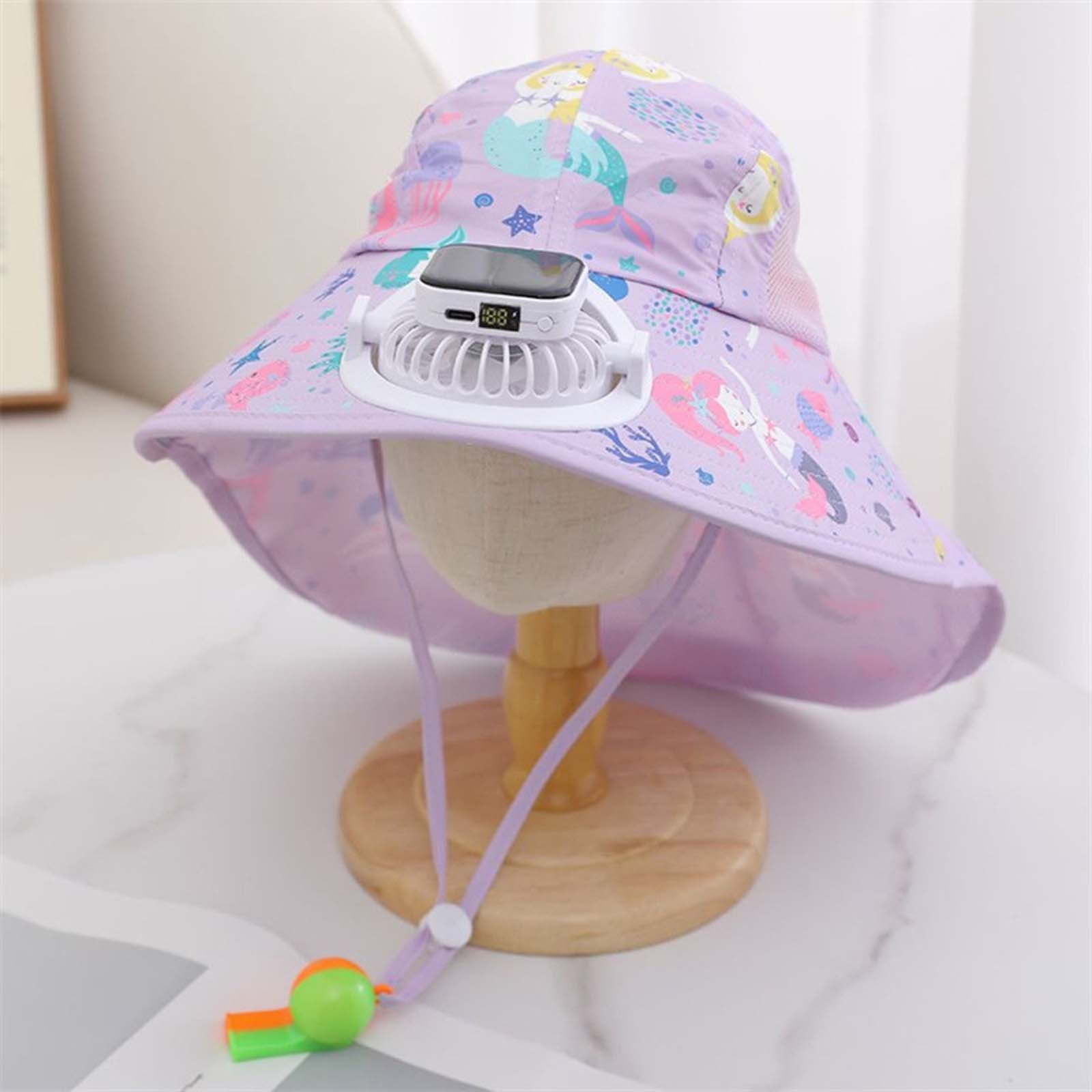 Kids Solar Fan Hat Summer Beach Trips Cap With Built In USB Charging ...