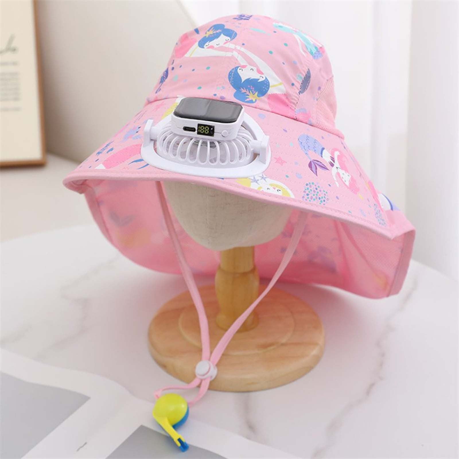Kids Solar Fan Hat Summer Beach Trips Cap With Built In USB Charging ...