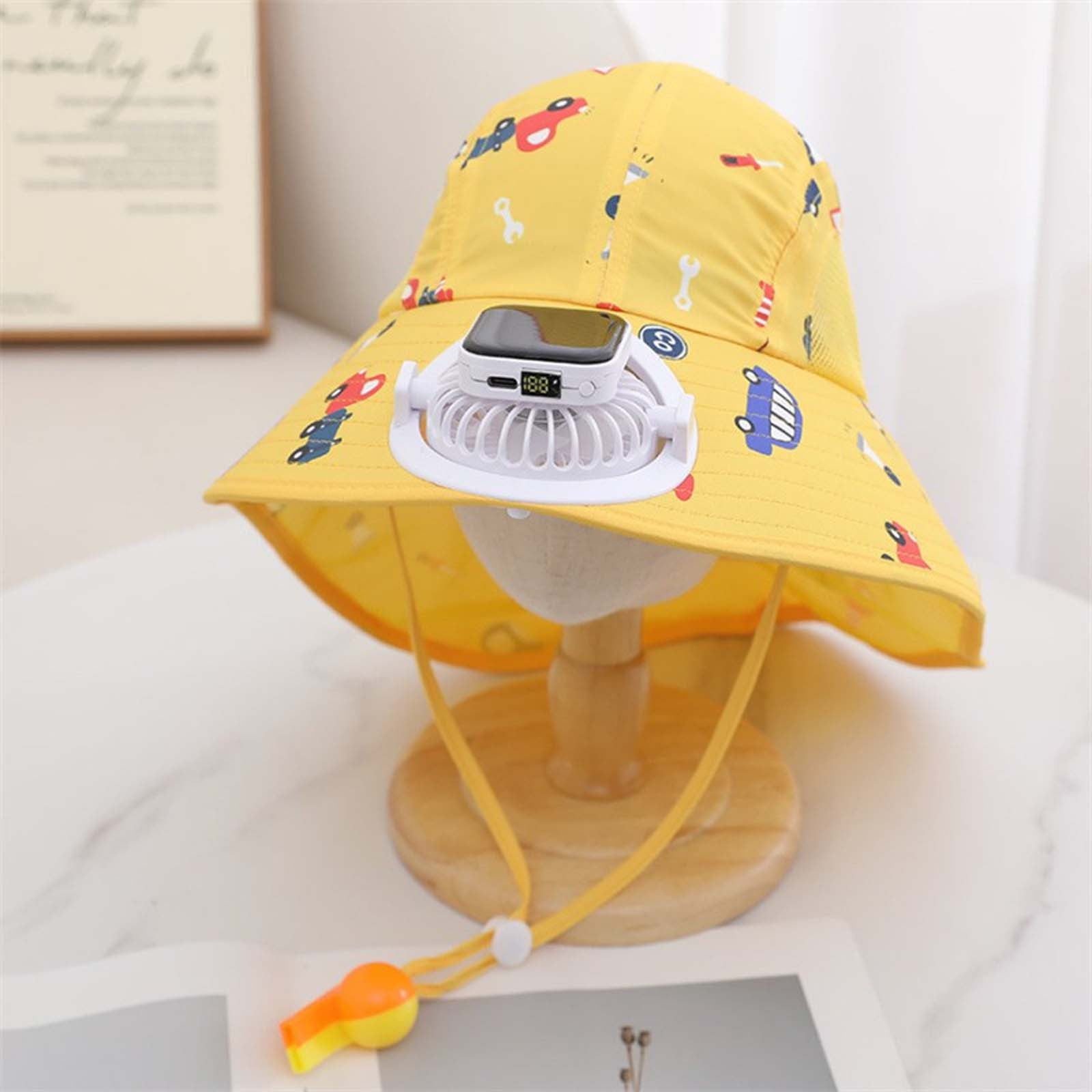 Kids Solar Fan Hat Summer Beach Trips Cap With Built In USB Charging ...