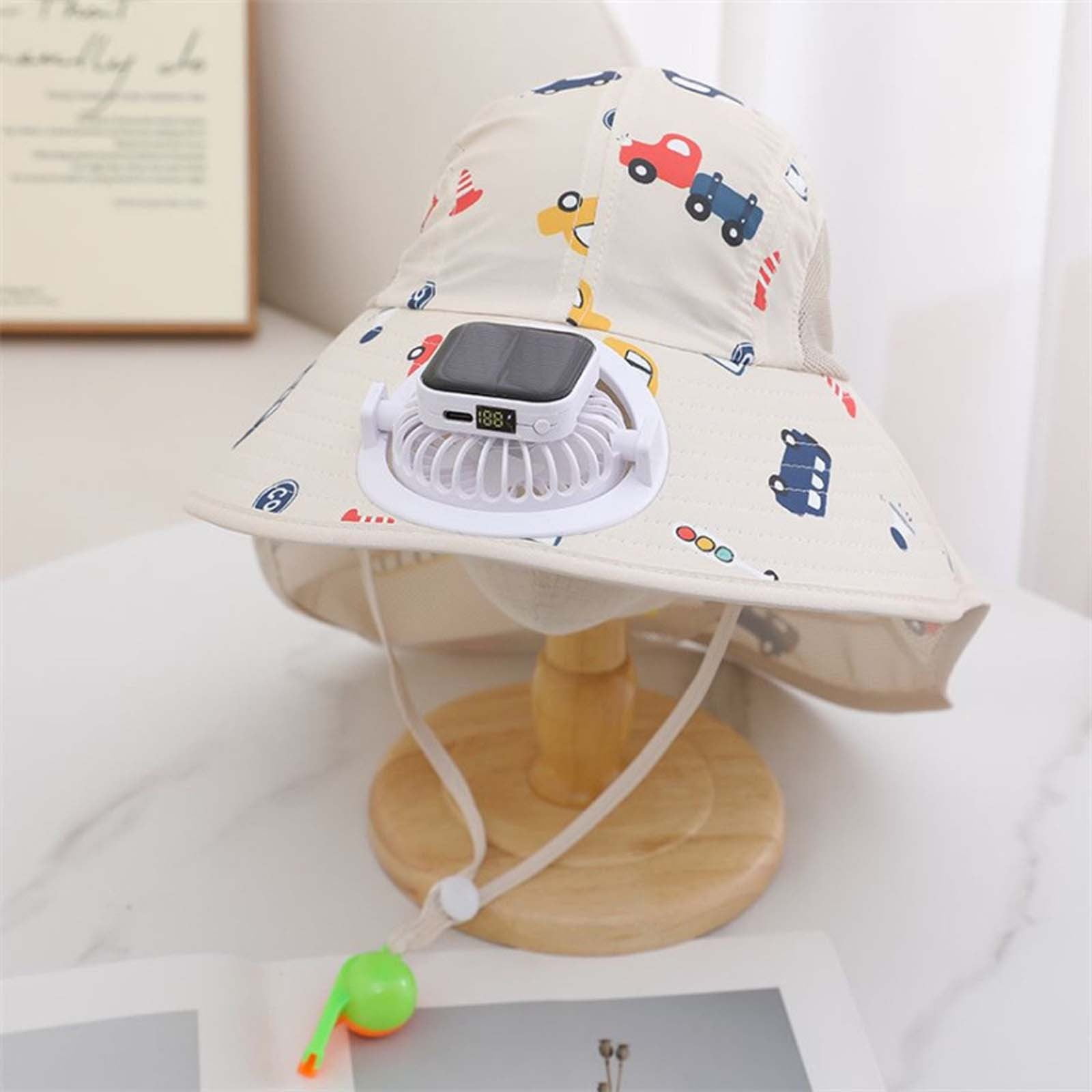 Kids Solar Power Hat with Fans - UPF 50+ Sun Hat with Built-in USB ...