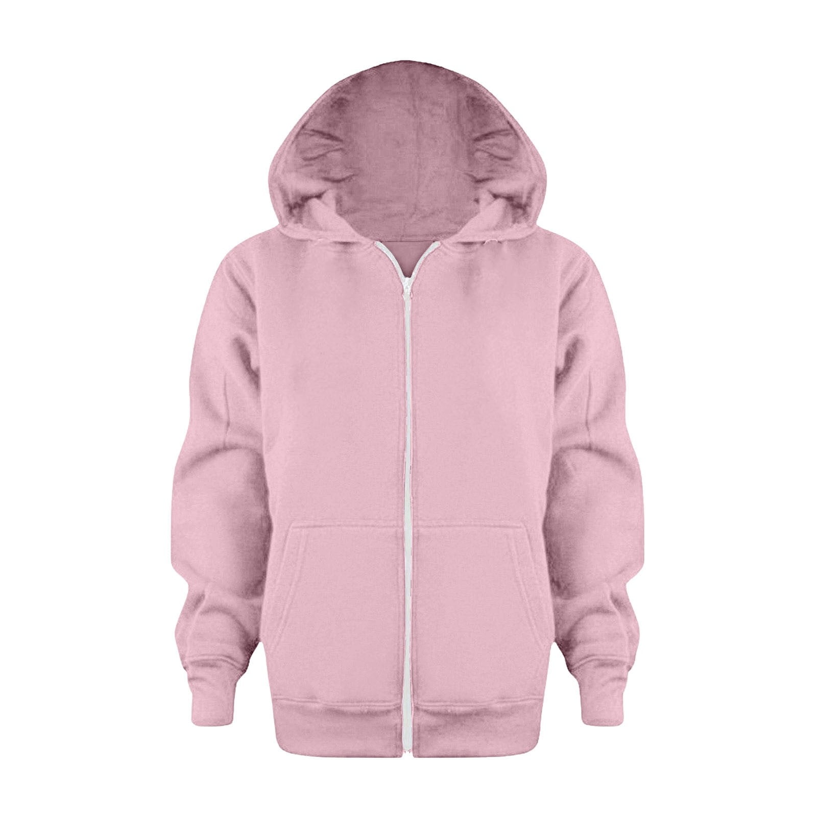 Kids Solid Color Zip Up Hoodie No Drawstring Soft Fleece Jacket Cozy ...