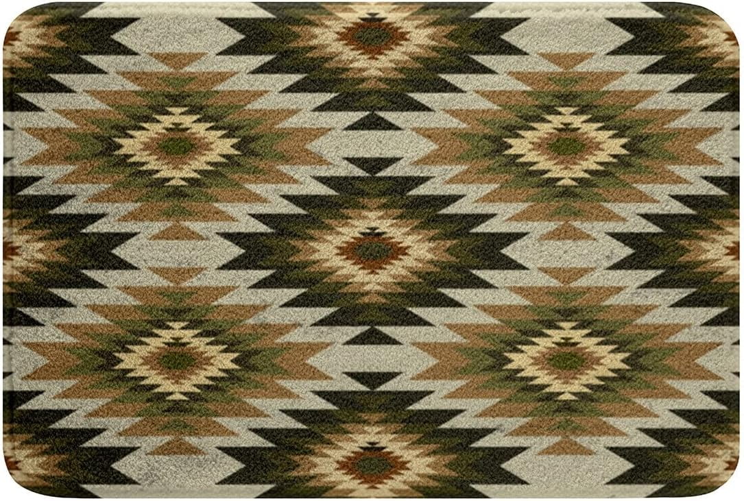 Kids Southwest Native American Design Bathroom Rugs 16"x24" Khaki Green ...