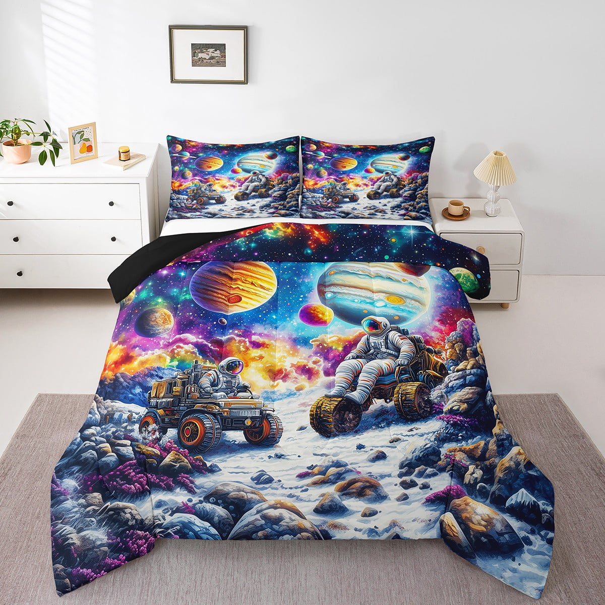 Space Astronaut Comforter Set,Outer Space Bedding Set,Galaxy Planet ...