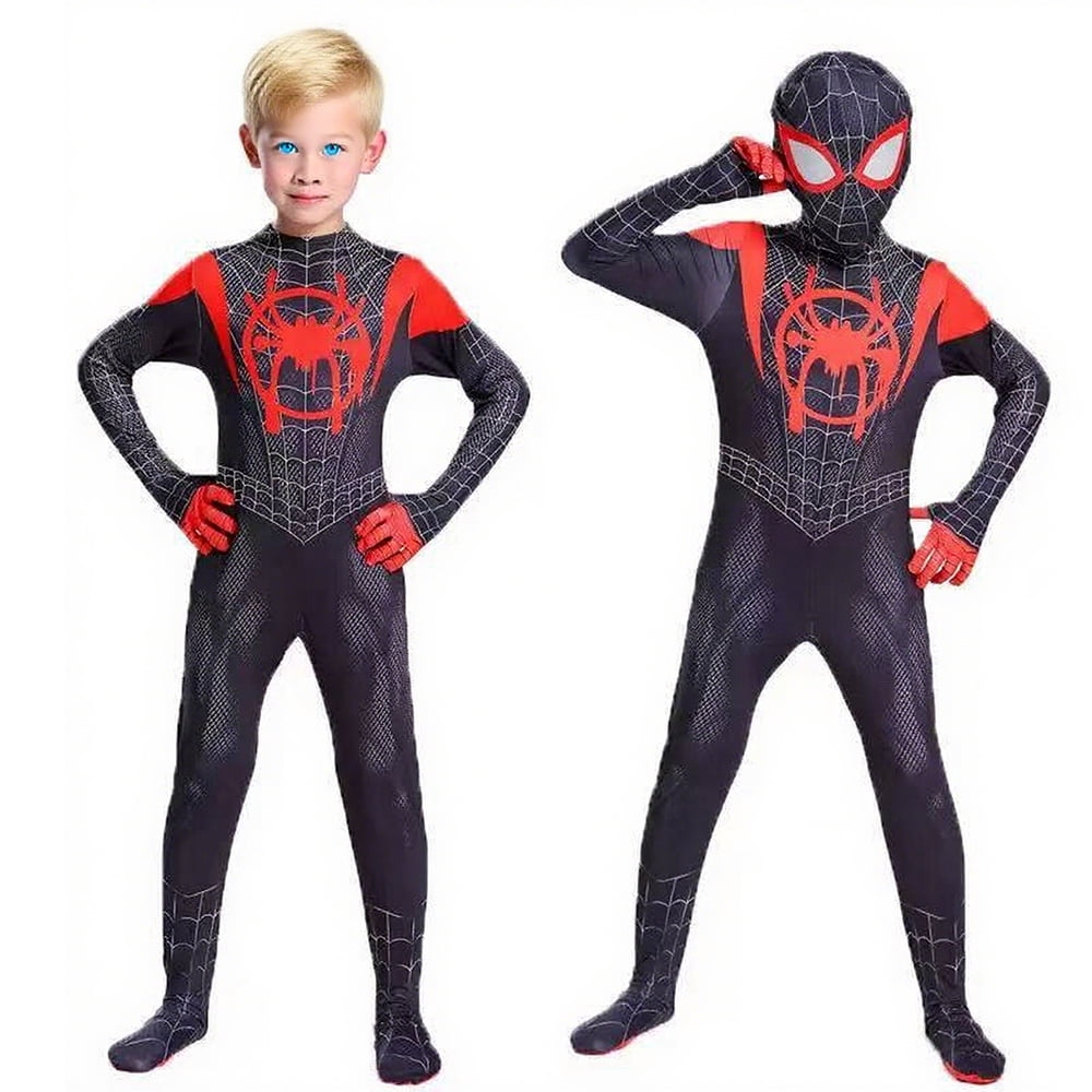 KEPZEAL Kids Superhero Cosplay Miles Boys Jumpsuit Zentai Costume Fancy ...