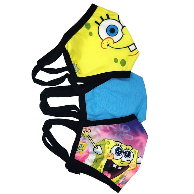 Kids Spongebob Patrick Reusable Face Masks 3 Pack Rainbow Krabby Patty ...