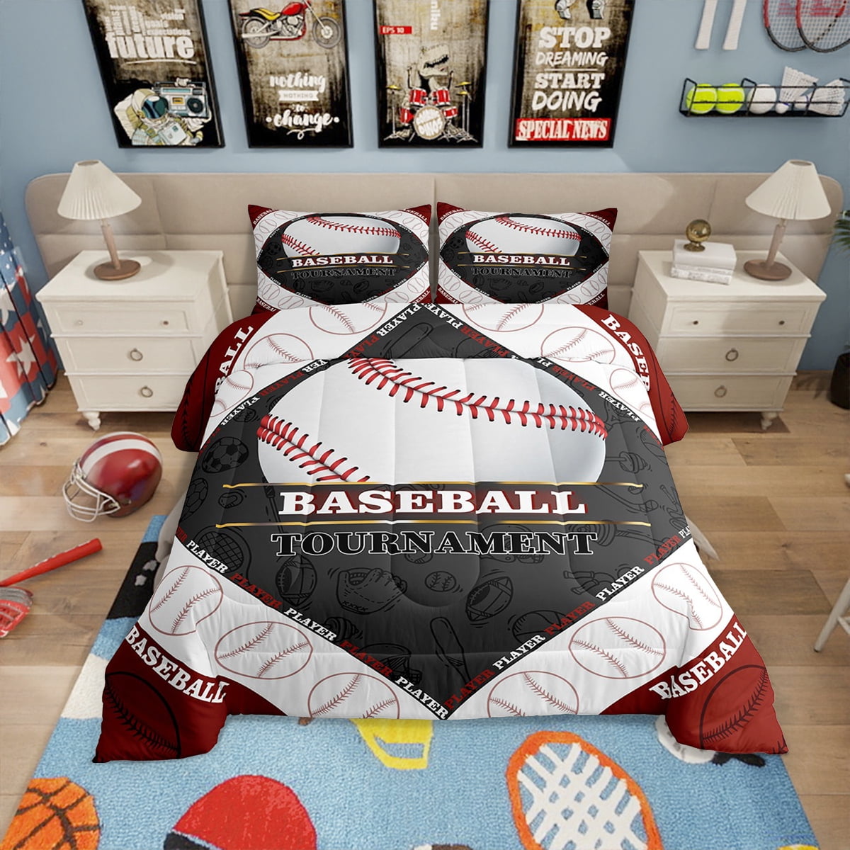 Sports Comforter Set Full,Baseball Bedding Set Sports Competitive Games ...