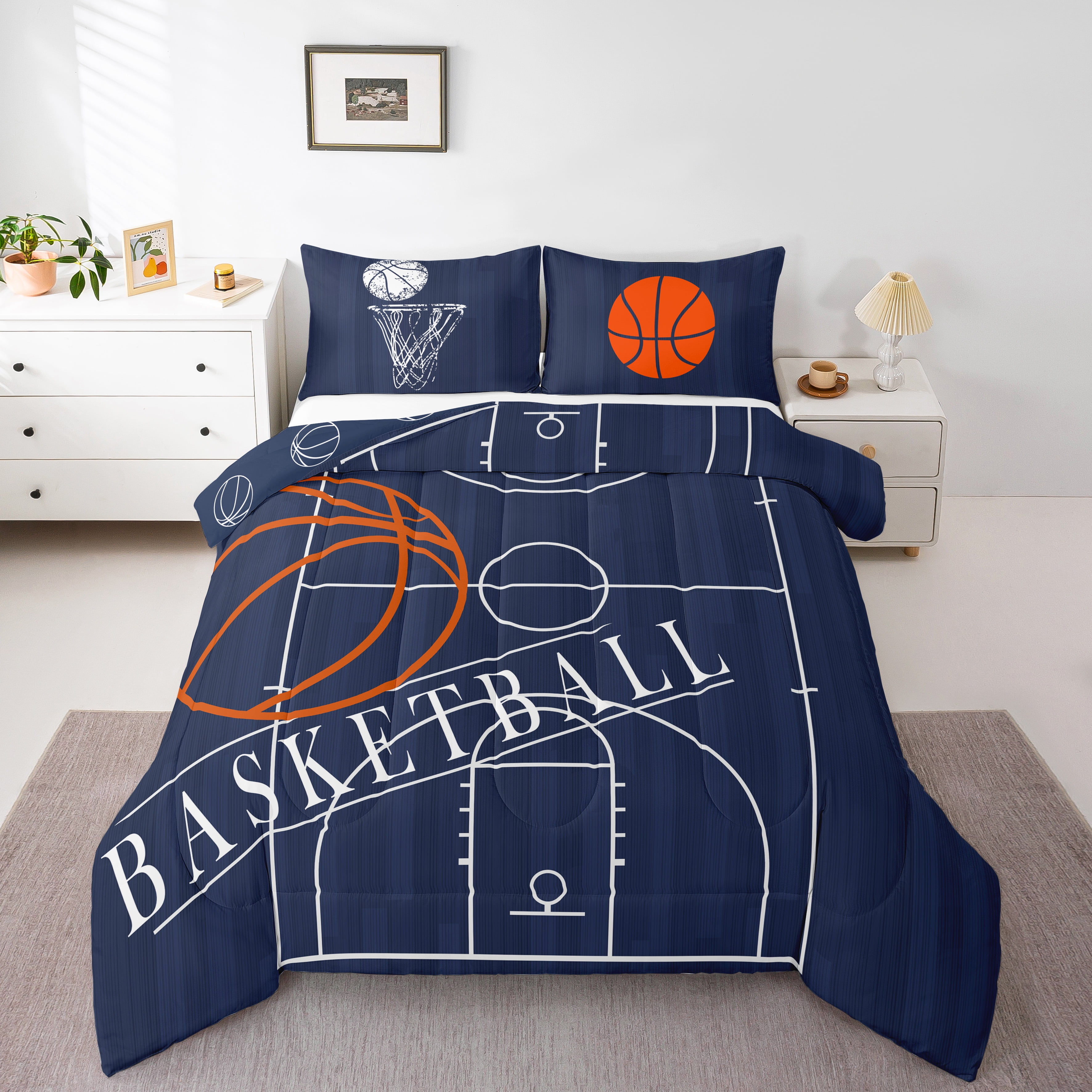 Kids Sports Full Bedding Sets for Boys Basketball Comforter Set ...