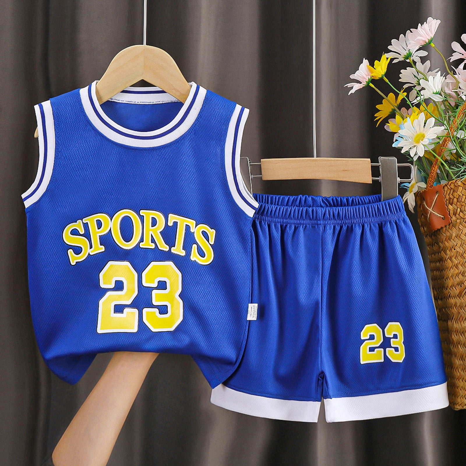 Kids Sports Shorts Sets Boys Tracksuit 2 Piece Basketball Performance ...
