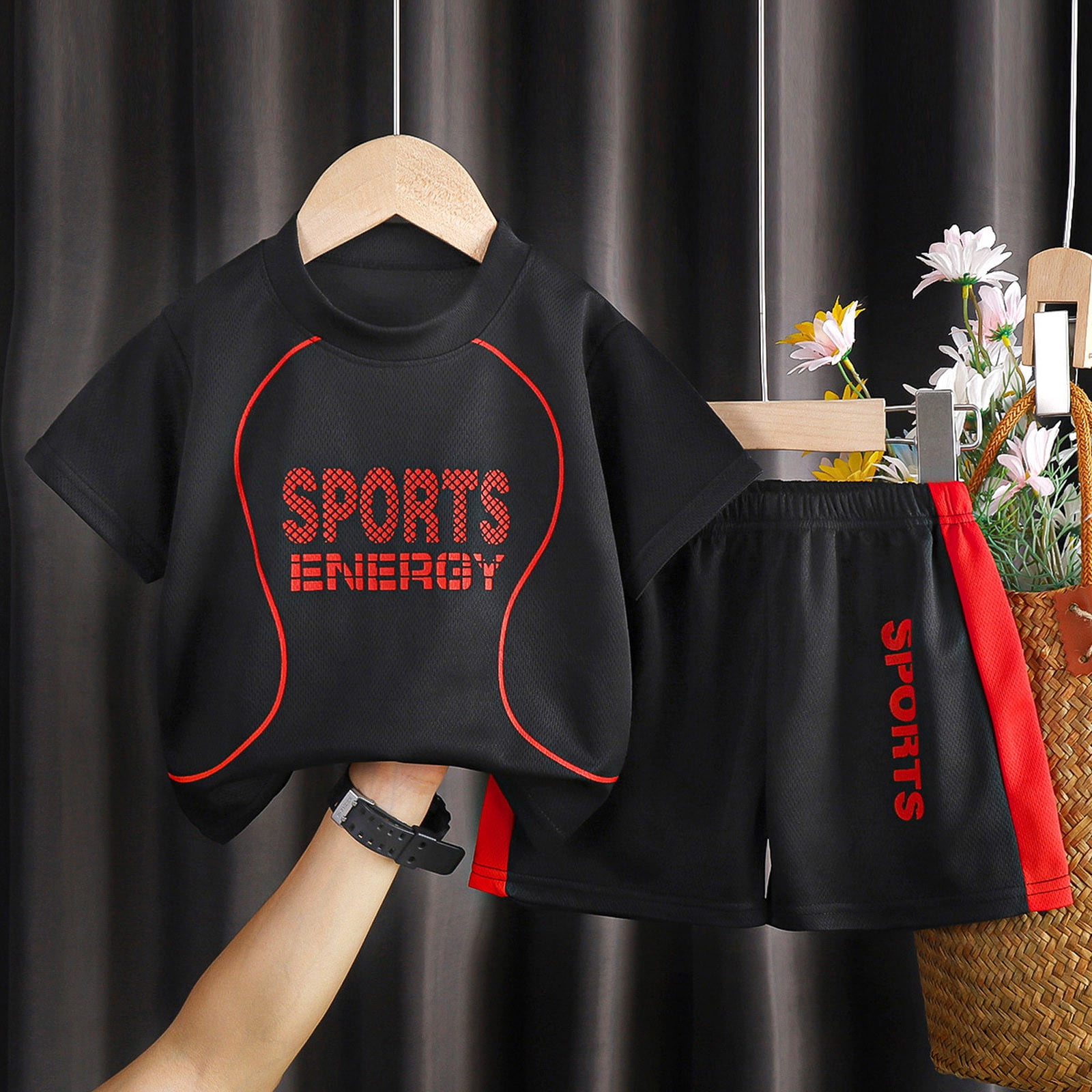 Kids Sports Shorts Sets Boys Tracksuit 2 Piece Basketball Performance ...