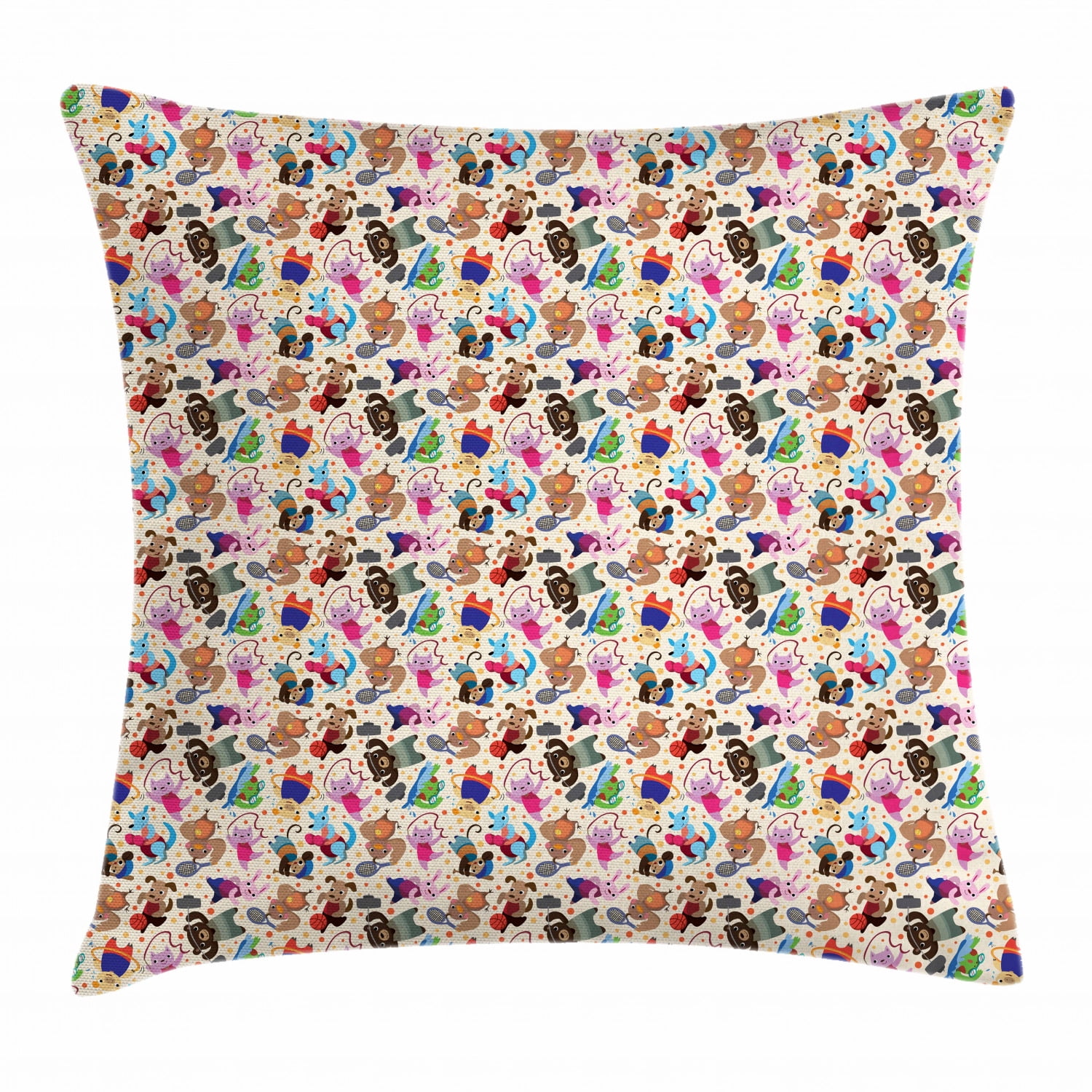Kids Sports Throw Pillow Cushion Cover, Animal Bunny Skipping Rope ...
