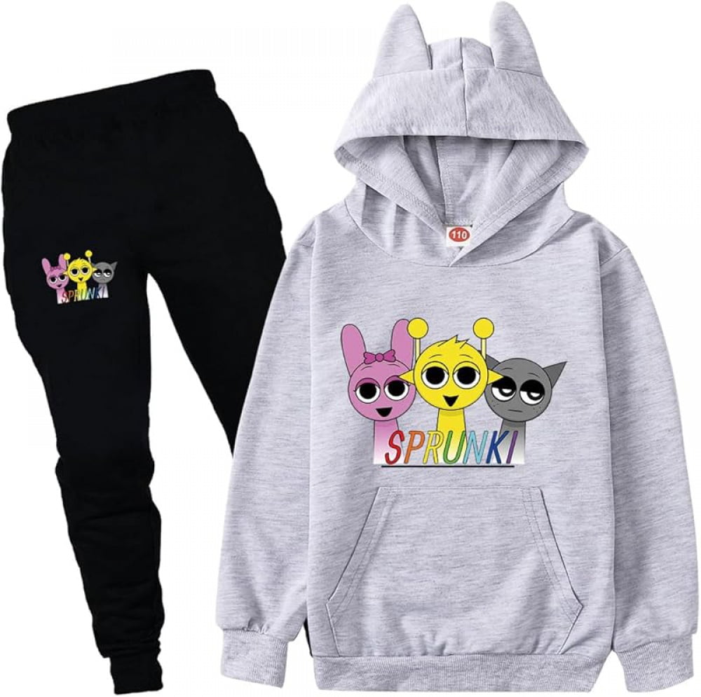 Kids Sprunki Sweatshirts Tracksuits Boys Girls Sprunki Cat Ear Jogging ...