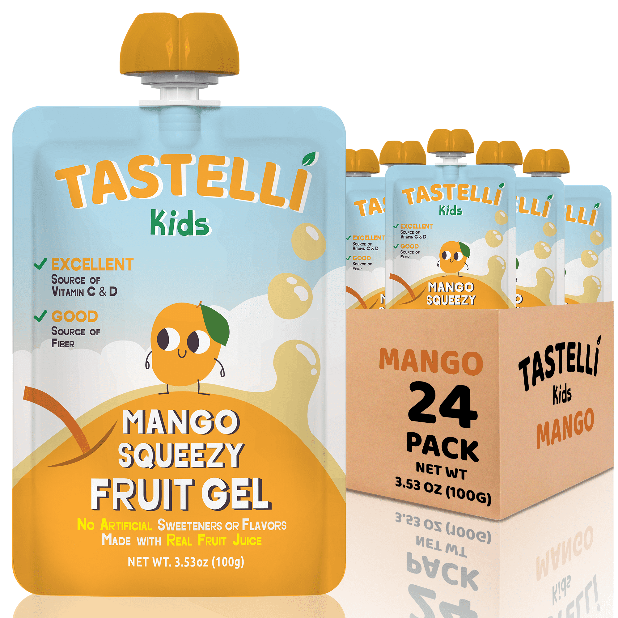 Kids Squeezy Fruit Gel (MANGO) No Artificial Sweetener or Flavors, Made ...